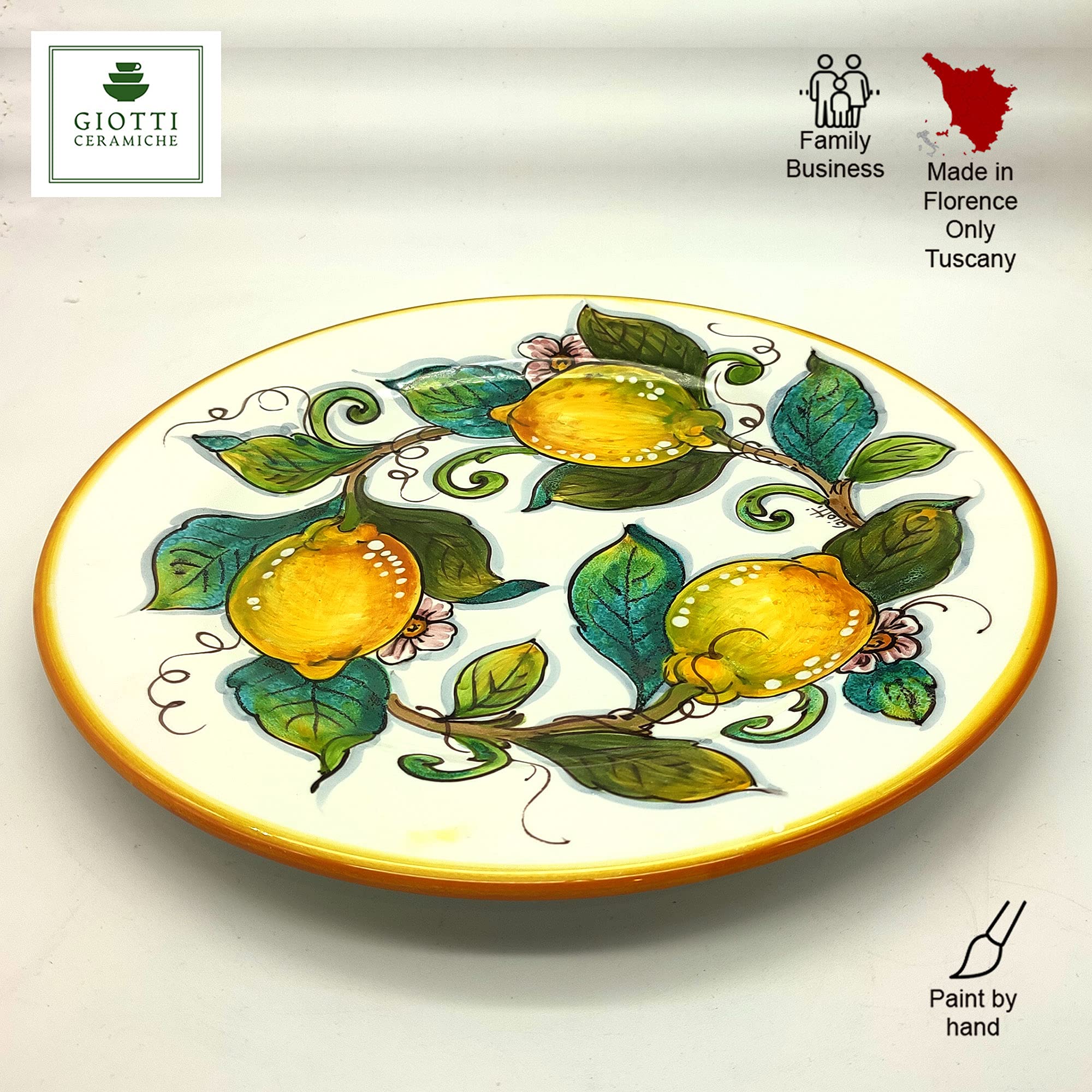 Italian Ceramic dinnerware set - Hand Painted kitchen Dishes sets for 6 - Made in ITALY Tuscany - Italian Pottery dinner plates - Home Decor Lemons Ceramics dishes set - Service For 6