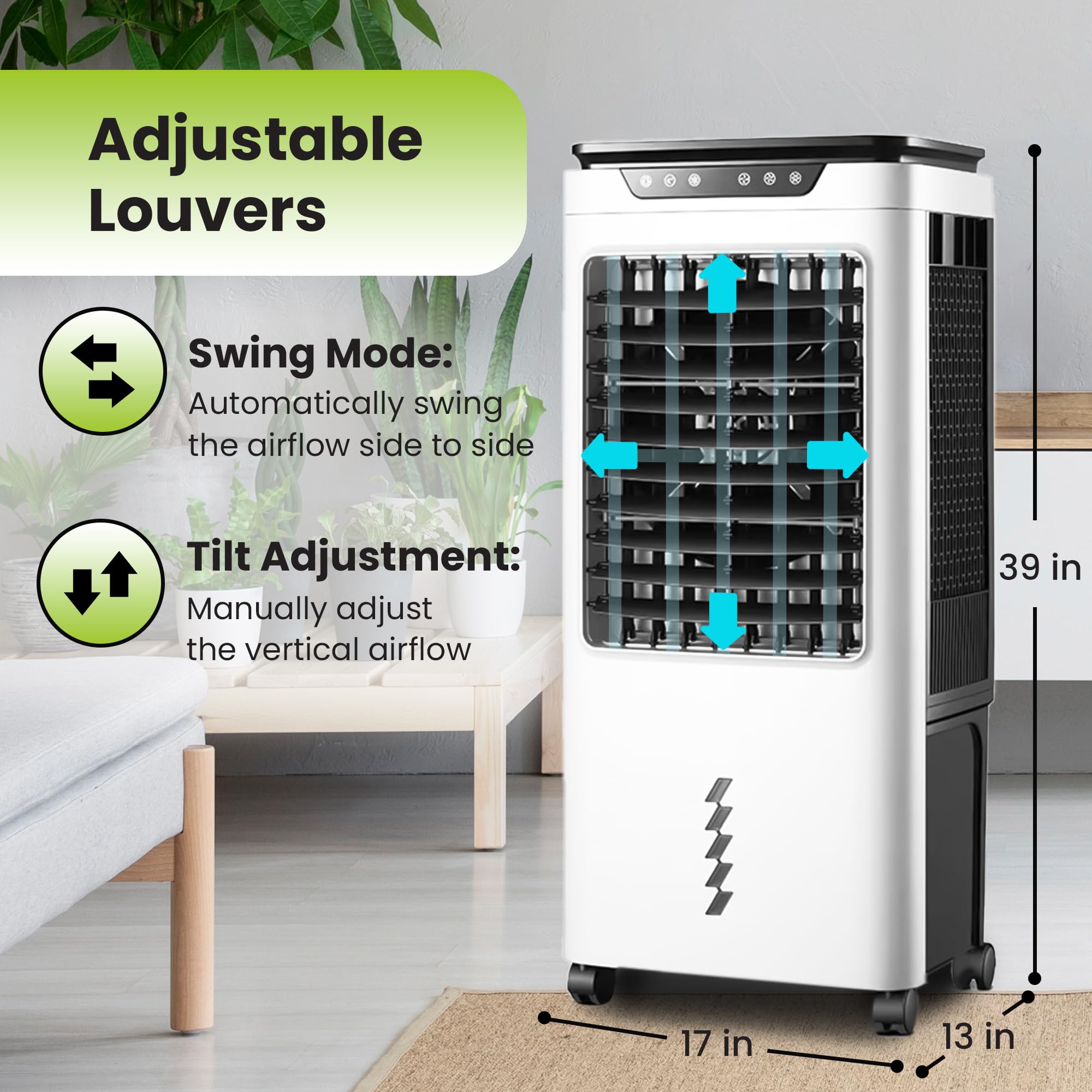 Industrial Strength Fan Cooler for Commercial, Office, Home - Portable Evaporative Air Cooler, Large Quiet 5,300 CFM. 13.2 (White)