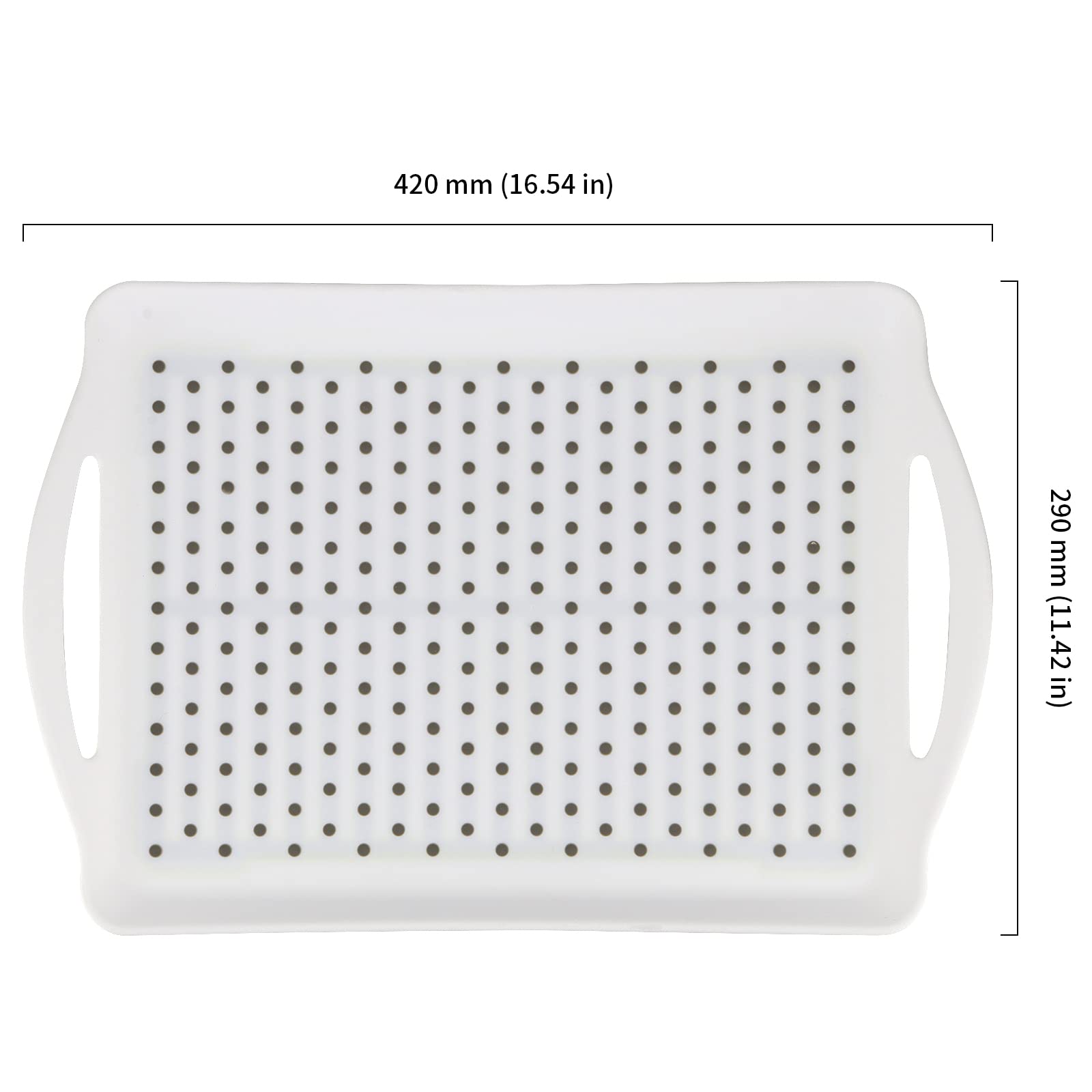 HOIGON 4 Pack 16.5 x 11.4 x 1.6 Inch Anti-Slip Food Serving Tray with Handles, Rectangular Plastic Serving Trays Cafeteria Trays Dinner Trays for Eating On Couch, Bed