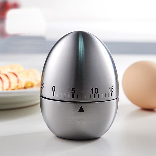 Kitchen Manual Egg Timer for Cooking - Cute Mechanical Timers Reminder, YAWALL Stainless Steel Countdow Rotating Alarm with 60 Minutes for Cosmetic Applications Baking