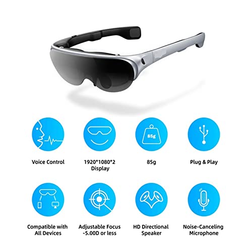KLEEME AR Glasses Portable 120 Inch Virtual Screen and Voice Control Smart Glasses Cinema Glasses Compatible with All Devices