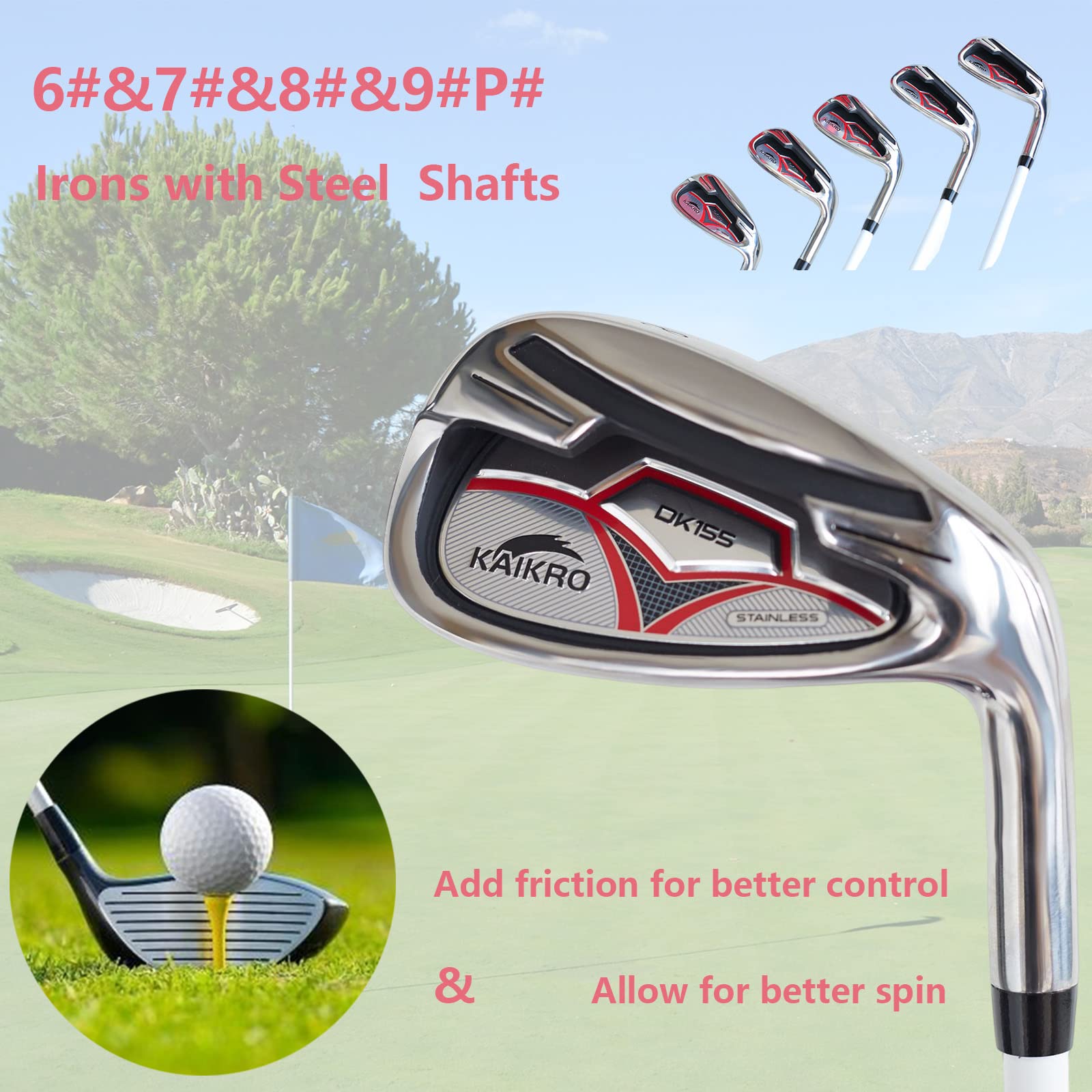 KAIKRO Complete Golf Clubs Set,Women Golf Clubs Set for Right Hand & Stand Bag,Lady’s Complete Golf Club Package Set,Red
