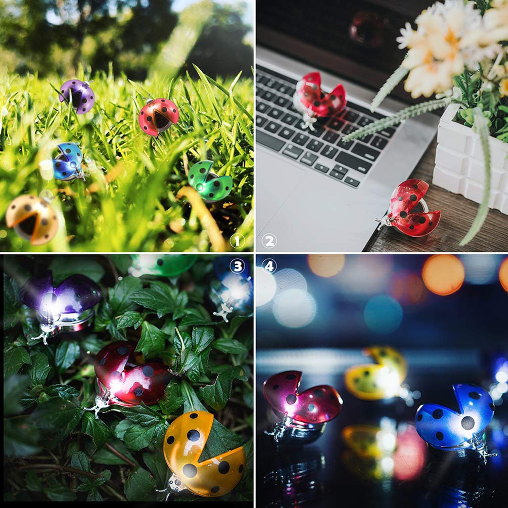 HAVEONE Solar Lights Ladybug, 5 Pack Night Lights Waterproof Solar Garden LED Lights Stakes Decor Fences