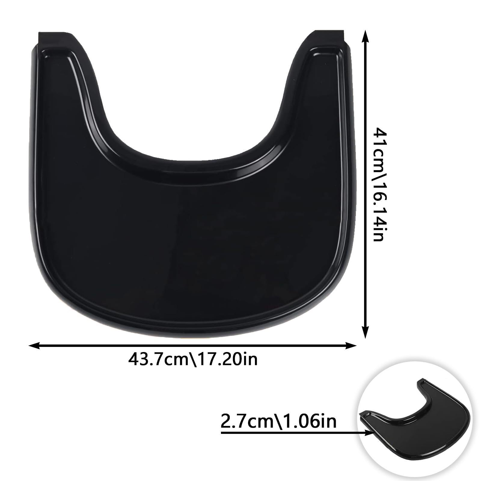 High Chair Tray Compatible with Stokke Tripp Trapp Chair with Smooth Surface and Strong Suction - Made from Food Safe Plastic (BPA BPS BPF Lead and Phthalate Free) - Black