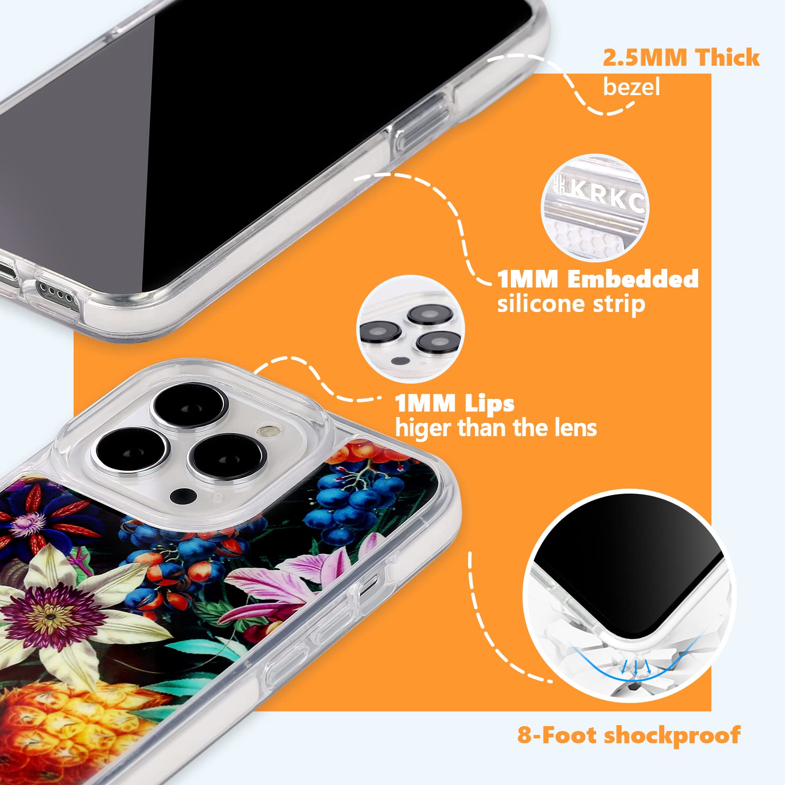 KRKC Compatible with iPhone 13 Pro Max Case, Clear Phone Case Cover with TPU Bumper Full Protecttion and Silm PC Hard Back, Aesthetics Designed for iPhone 13 Pro Max 6.7", (Street Graffiti)