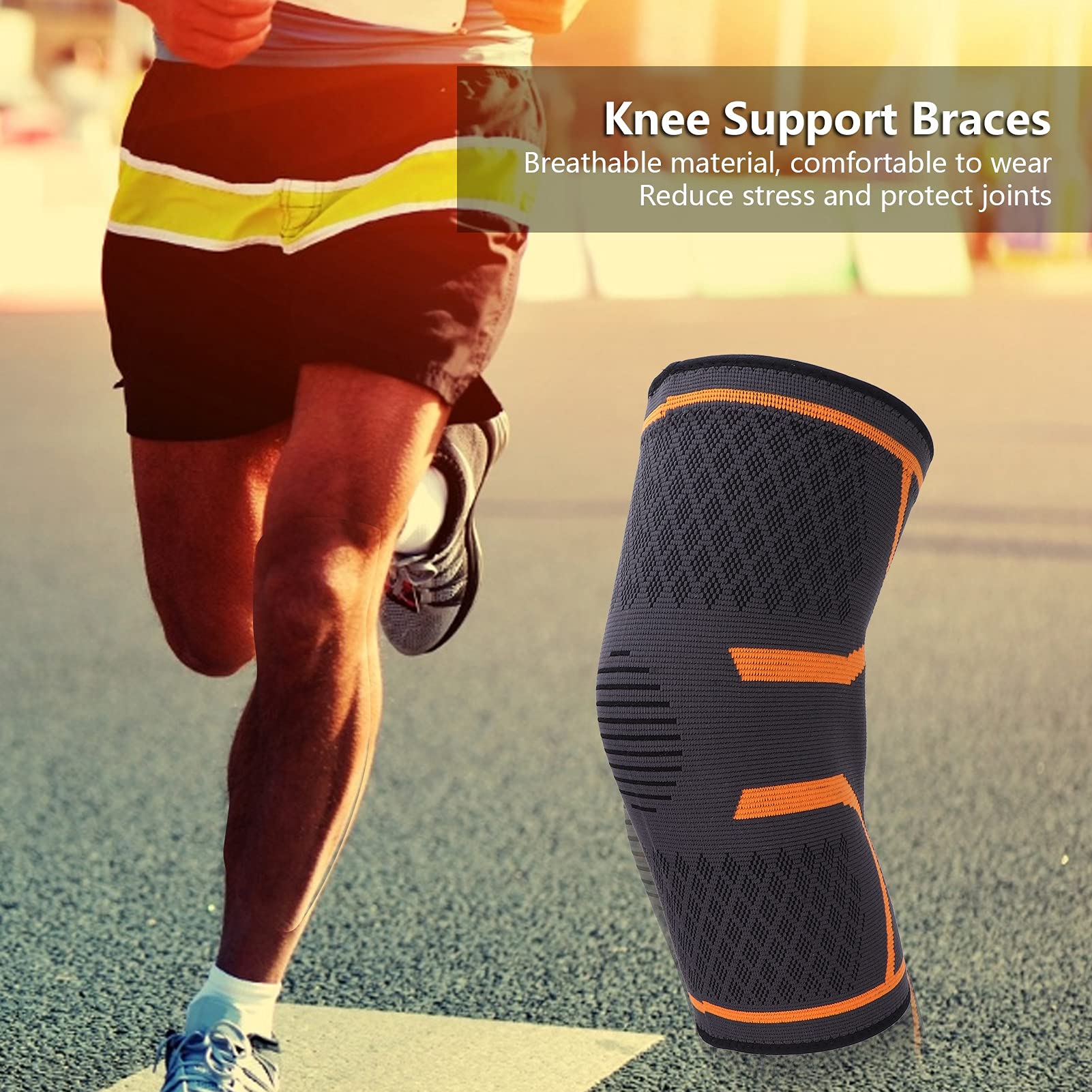 Knee Brace, Prevent Injury Flexible Design Stability Compression Knee Support Brace, Soft Silicone Non Slip Breathable Knee Sleeve, for Sports(XL)