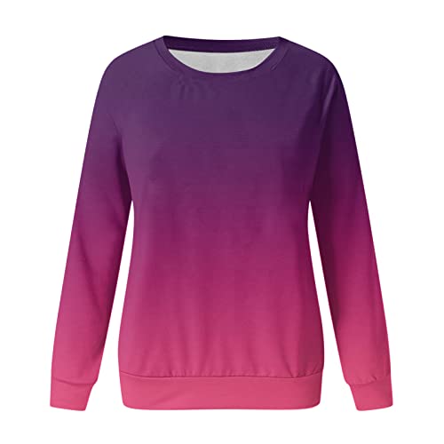 kangguolai Full Zip Hoodies Women Womens Casual Round Neck Sweatshirt Long Sleeve Top Gradient Pullover Loose Version Pullover,My Orders Recent