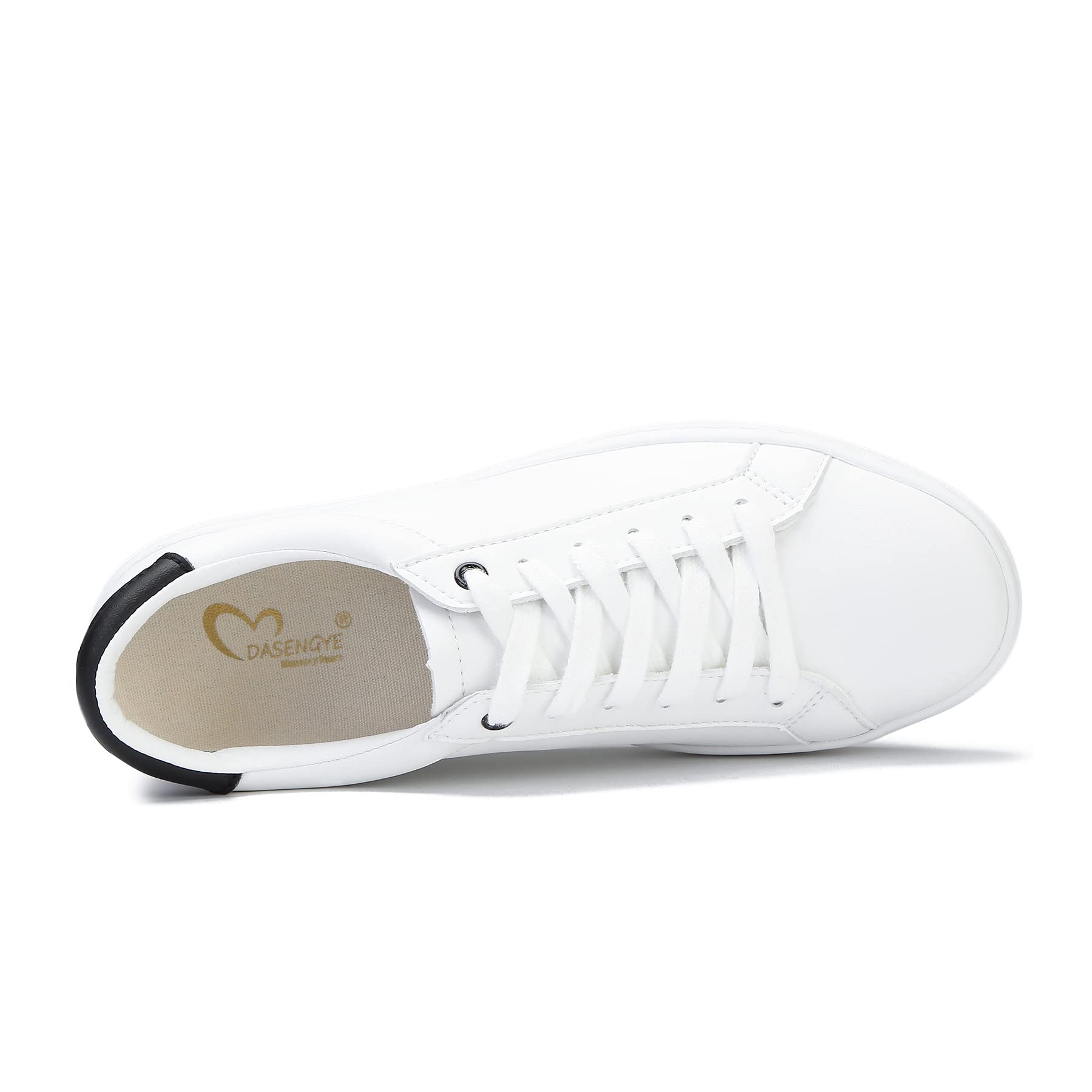 HONGHAIER Non Slip White Shoes for Women Microfiber Leather Fashion Sneakers Comfortable Womens Walking Shoes with Memory Foam WhiteBK 8
