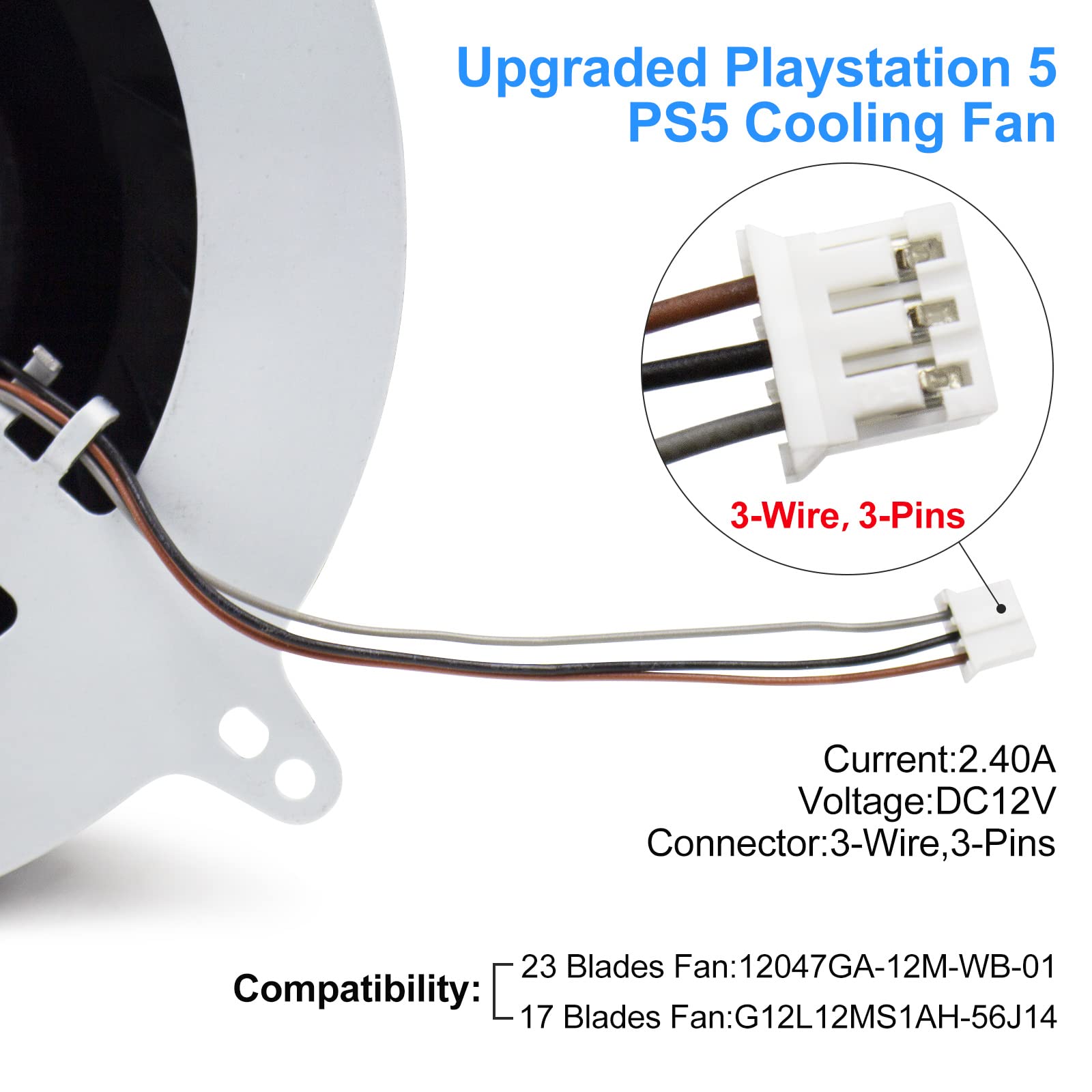 Internal Cooler PS5 CPU Cooling Fan, Fan Replacement for Sony Playstation 5 PS5 23 Blades (with Screwdrivers,Thermal Paste)