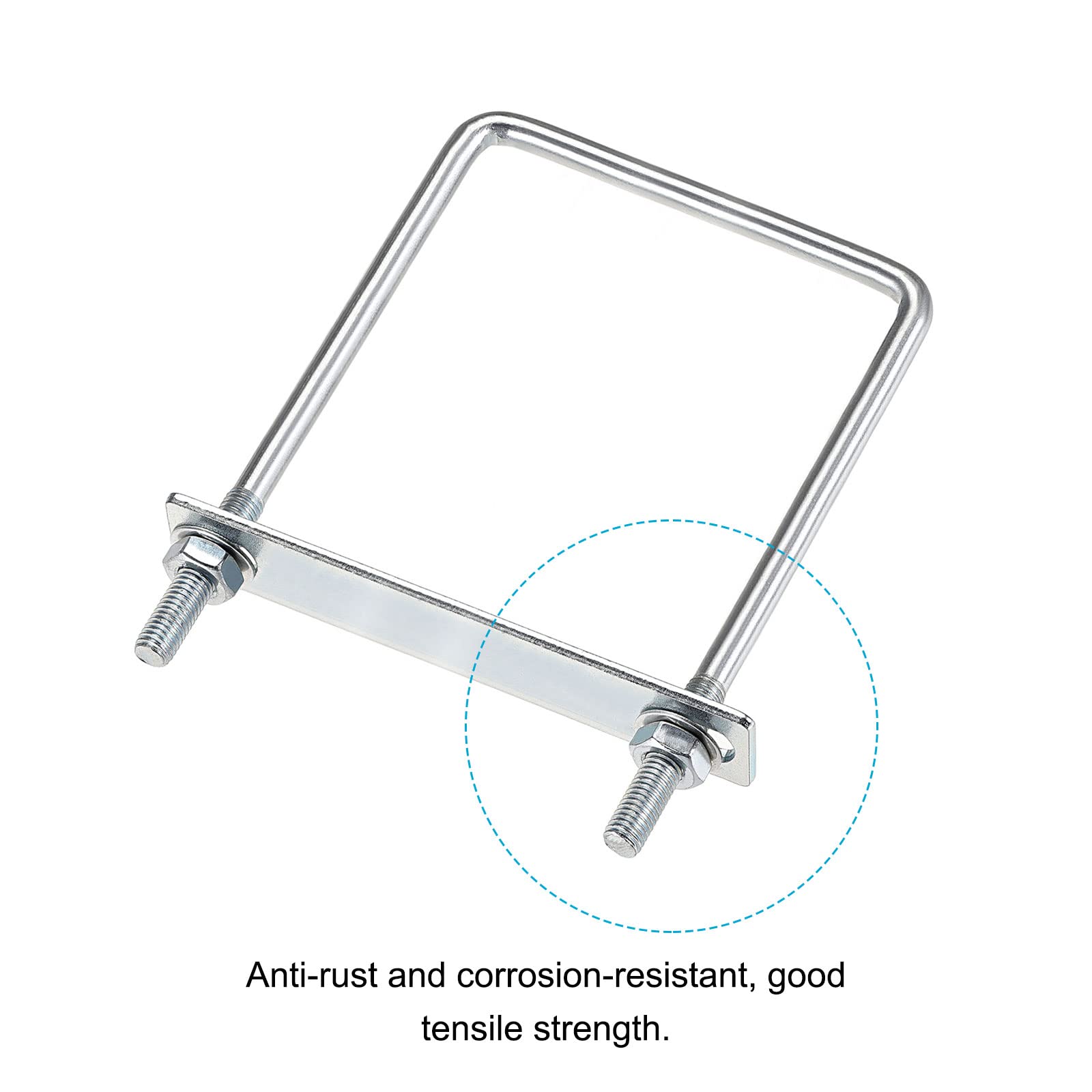 METALLIXITY U Bolts (M8x100x150mm), Square U Bolt Carbon Steel with Accessories - for Construction, Pipe