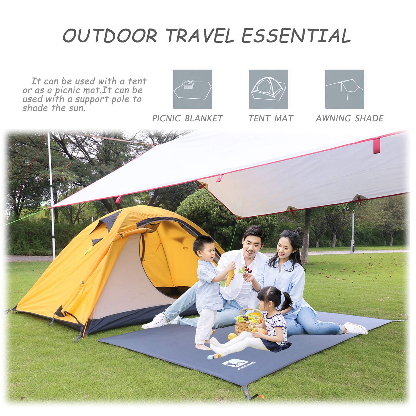Hikeman Waterproof Camping Tarp Portable Tent Footprint with Drawstring Bag Ground Cloth for Outdoor Hiking Picnic (XXL-95βx83β)