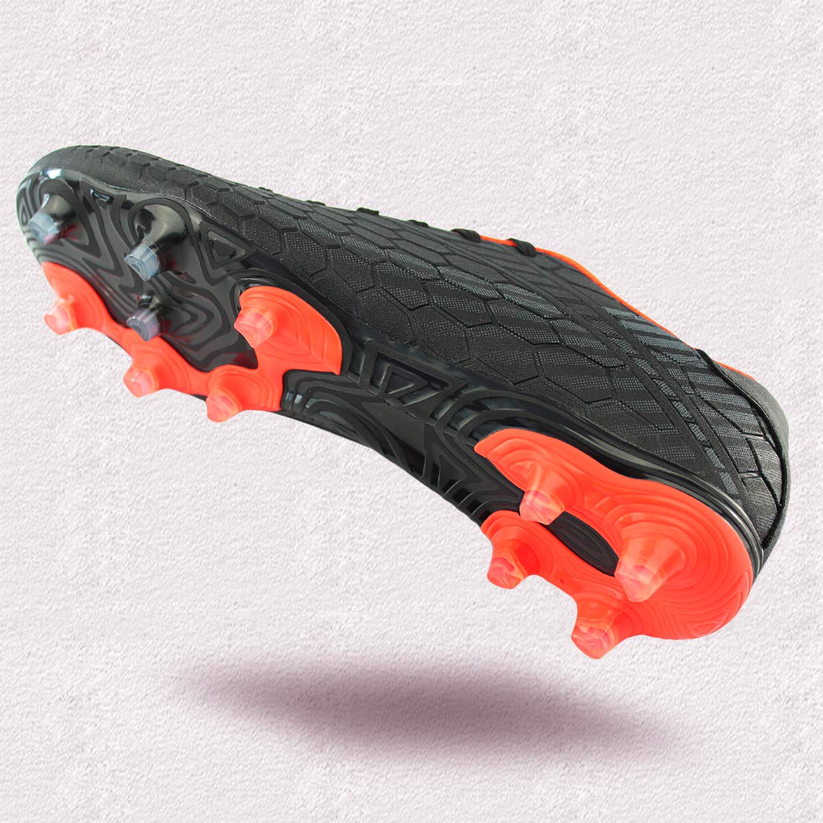 Hawkwell Men's Outdoor Firm Ground Soccer Cleats, Black PU, 7 M US