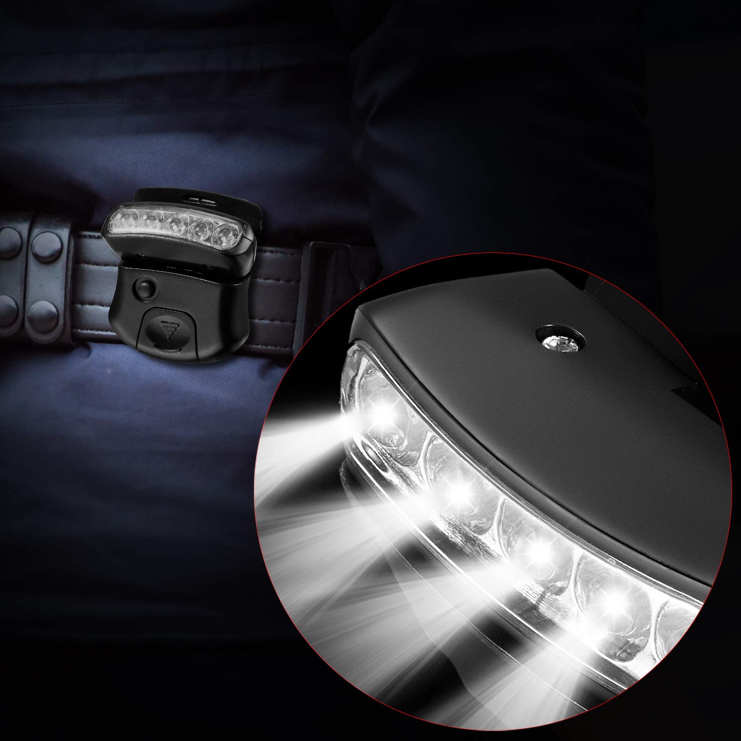 Honoson 4 Pieces Hat Light Clip-on Cap Light Hat Flashlight 5-LED Cap Headlamp Rotatable Lamp LED Cap Light for Hunting Camping Running Fishing with 10 Pieces Extra Batteries