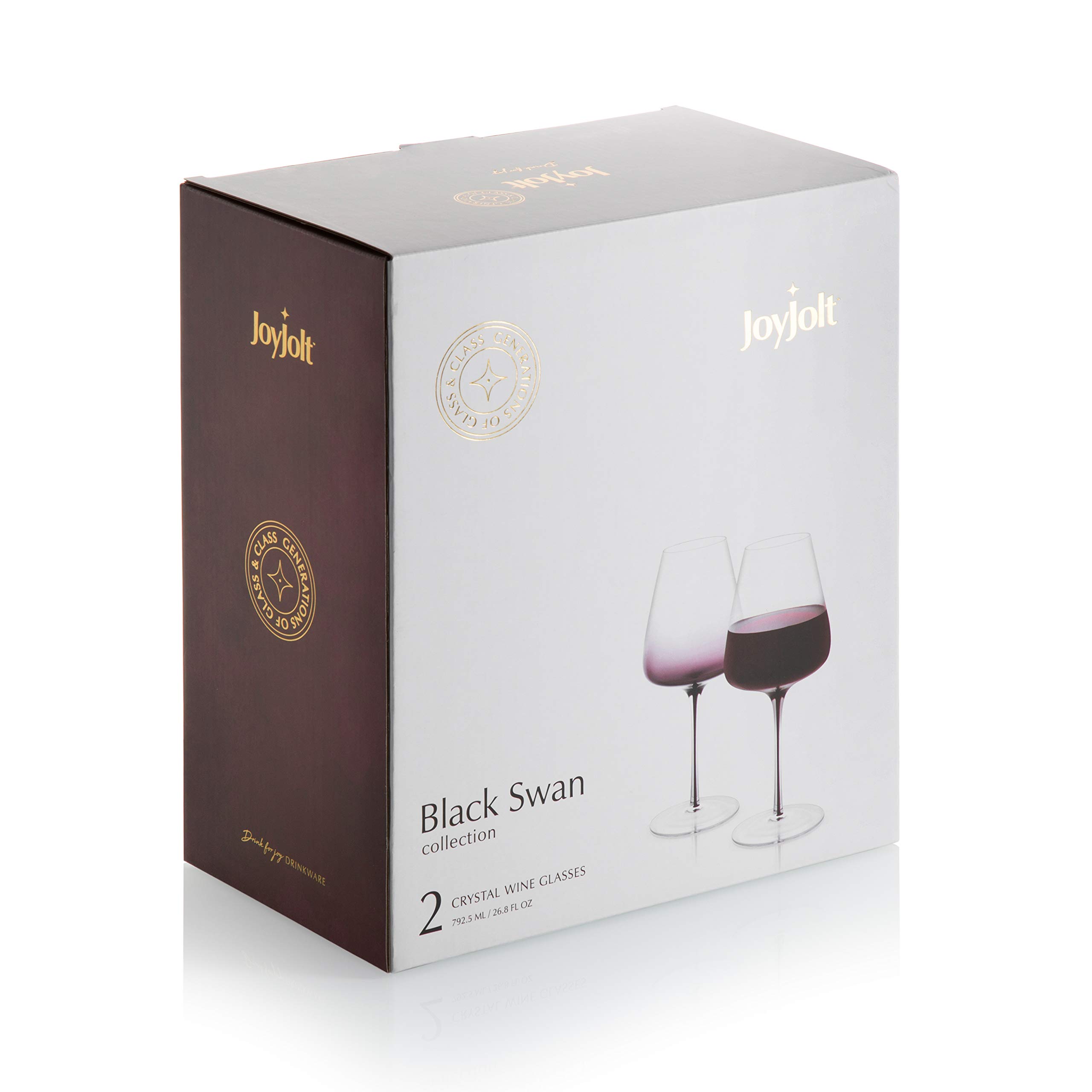 JoyJolt Black Swan Red Wine Glasses, Premium Crystal Glassware,26.8 Oz Capacity, Set Of 2.