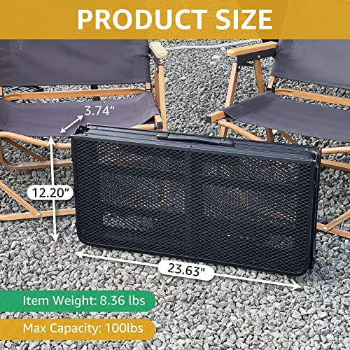 juserox Camping Table, 3FT Portable Folding Grill Table with Aluminum Frame and Metal Desktop, Height Adjustable Lightweight Outdoor Table with Carry Handle for Camping Picnic RV BBQ Beach, Black
