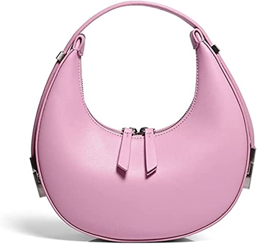 HDHTB Crescent Hobo Bag for Women Y2k Underarm Purse Top Handle Dumpling Handbag with Zipper (pink)