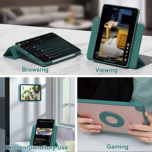 OYEEICE Hybrid Case for iPad 10.2 inch 9th / 8th / 7th Generation(2021/2020/2019), Magnetic Detachable Rotatable Cover with PU Leather, Hard Back Shell, Auto Sleep/Wake, Support Pencil 2, Teal