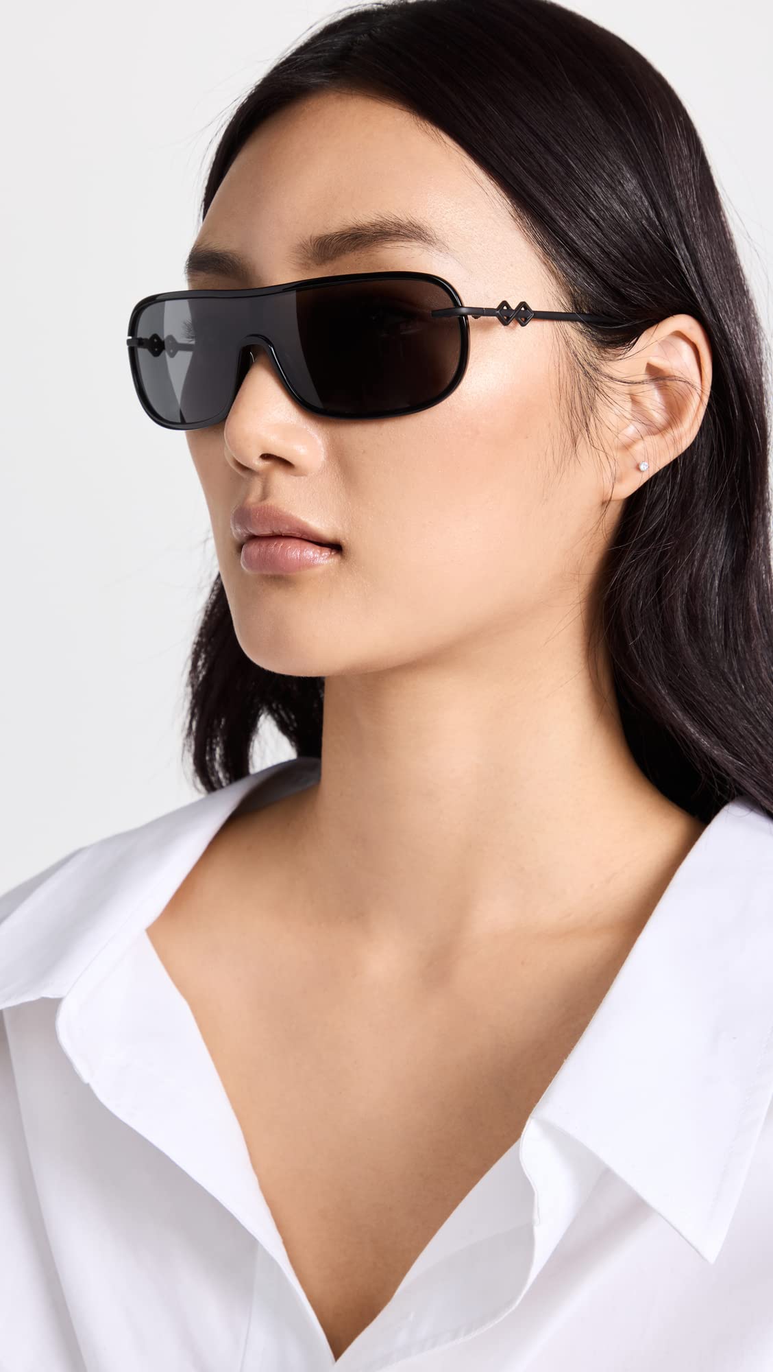 Karen Wazen Women's Jordan Sunglasses, Gloss Black/Black, One Size
