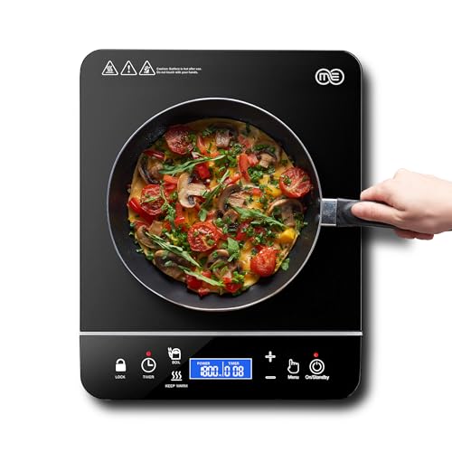 OMEO Portable Induction Cooktop Hot Plate Countertop Burner 1800 Watts Induction Burner with LCD Sensor Touch, LED Display, 10 Temperature Levels, Child Safety Lock, Auto Shutoff Function