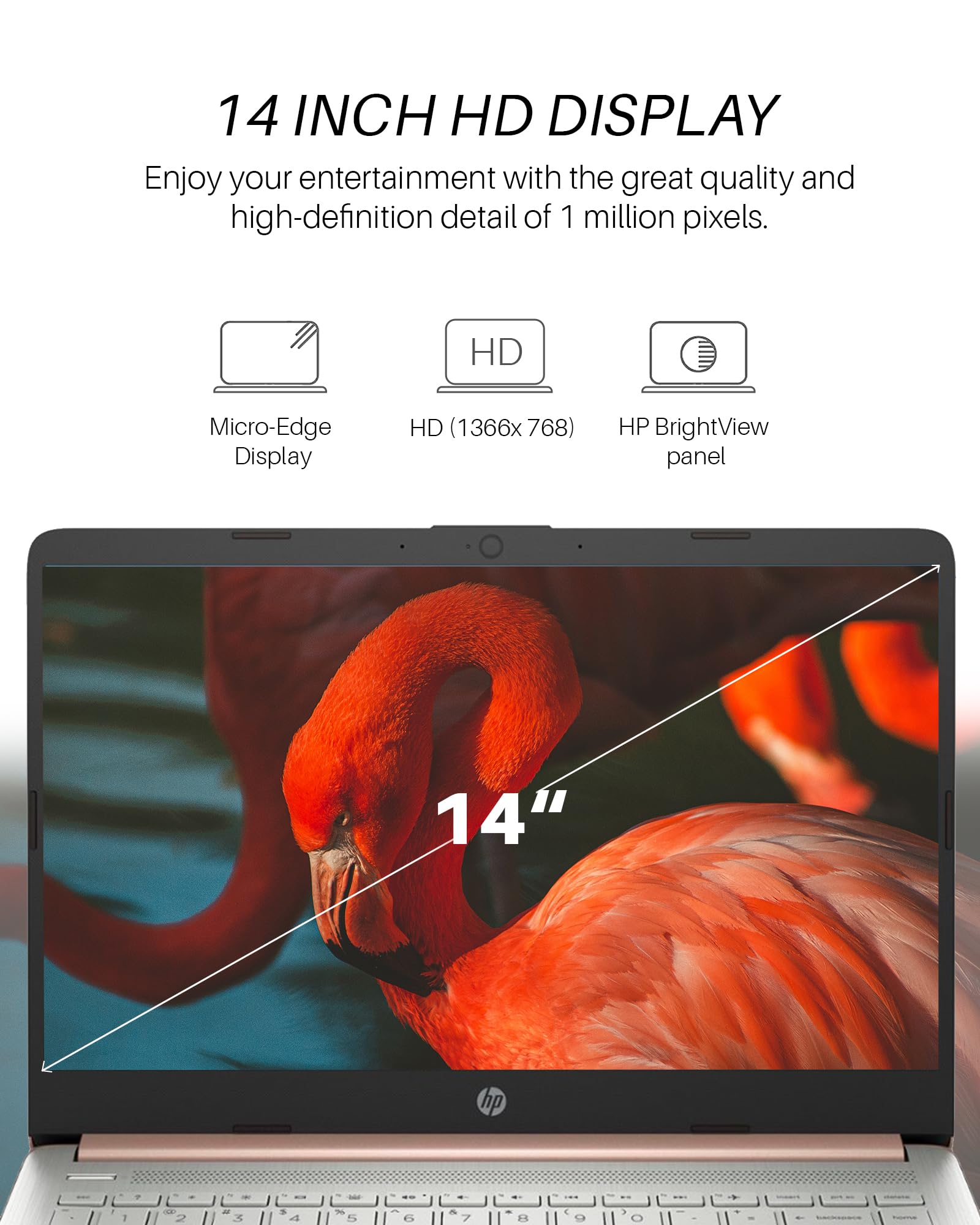 HP 2023 Newest 14 Inch Laptop Students Business, Intel Quad-Core Processor, 16GB RAM, 192GB Storage(64GB eMMC+128GB Micro SD), 12H Battery Life, Webcam, HDMI, WiFi, Win 11 S, Bundle with JAWFOAL