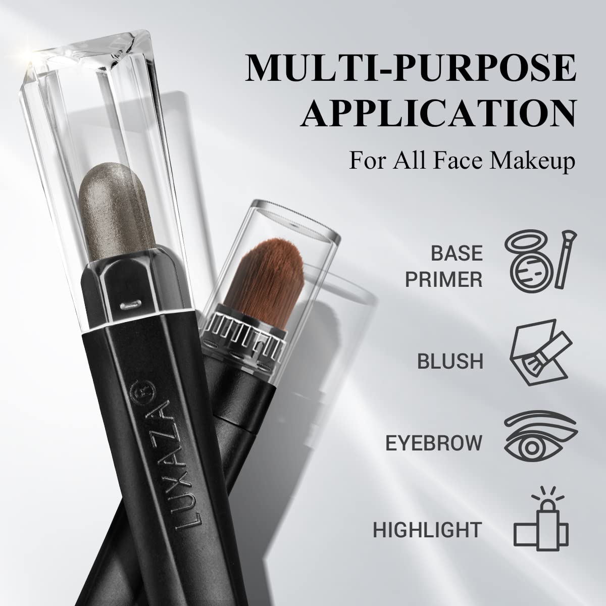 LUXAZA Eye Shadow Stick, Cream Single Makeup with Blending Brush, Eye Brightener Stick, Bronzer Contour Stick, Eyeliner, Smooth Metallic #100 Slate Pearl