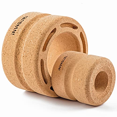 Inviguri Roller Yoga Wheel for Back & Neck Pain, with Spinal Groove. Medium to Deep Pressure for Heavy Duty Foam Rolling. Made from Natural Cork.