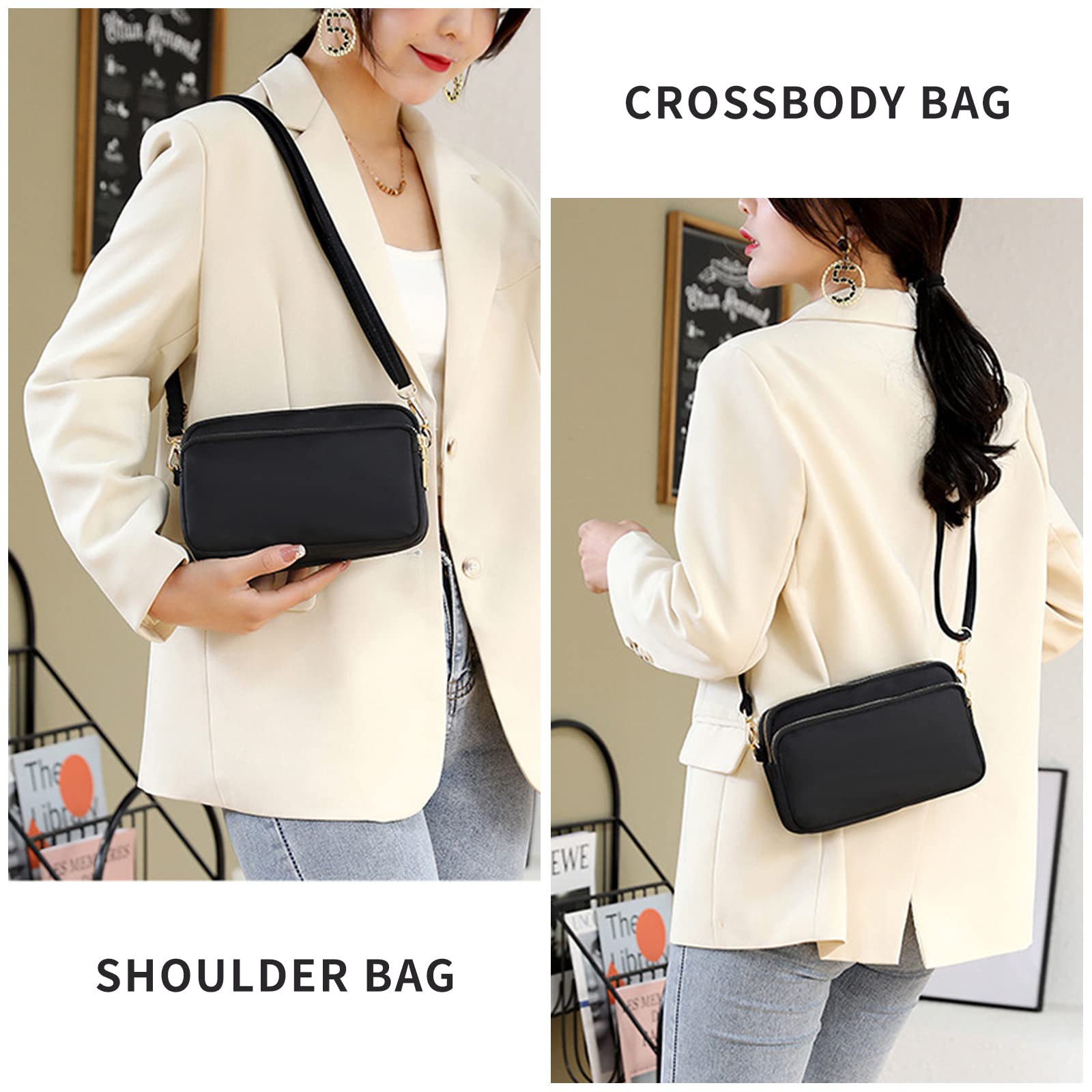 LassZone Women Cross Body Bag Small Shoulder Bag Phone Wallet Zipper Handbag Purse Adjustable Strap for Ladies