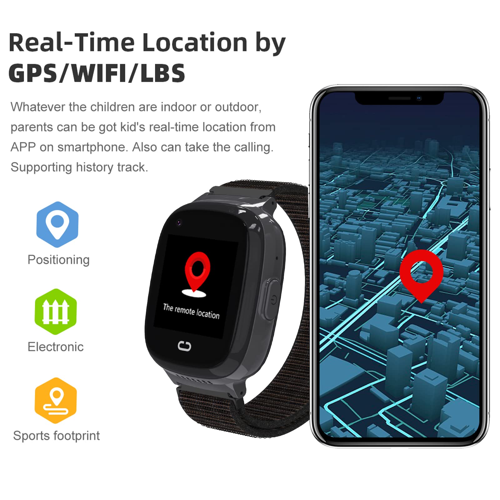 Kids Smartwatch with GPS 4G, HD Touchscreen Watch with Phone GPS Tracker Real Time Location SOS Video Call Voice Chat Camera Waterproof Compatible Android and iOS for Boys Girls Gift