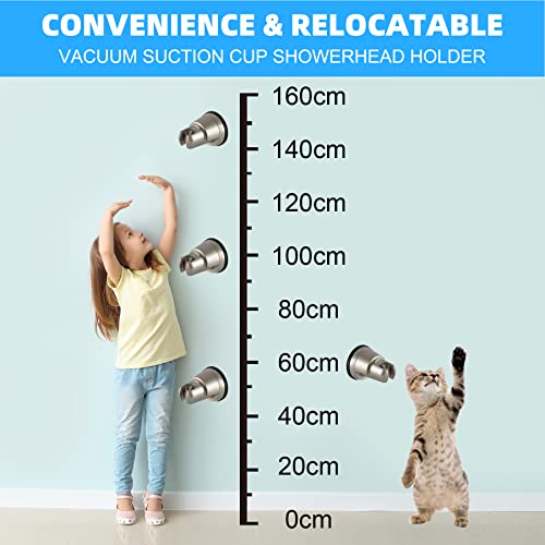 iFealClear Suction Cup Shower Head Holder, Vacuum Suction Handheld Shower Holder Bracket, Removable Wall Mount Holder with Vacuum Suction Cup for Bathroom, No Shower Head Adjustment, Brushed Nickel