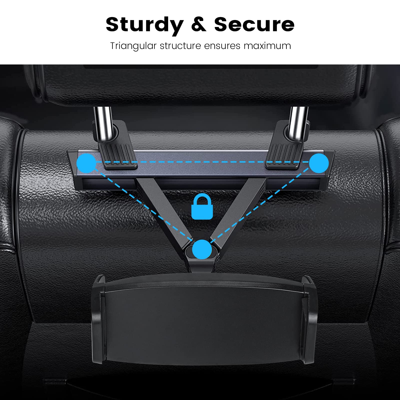 Oyxon Car Tablet Holder, Universal ipad Holder for Car, Portable Car ipad Holder Back Seat, Car Headrest Mount for Kids Adults Fits All 4.7-12.9" Devices