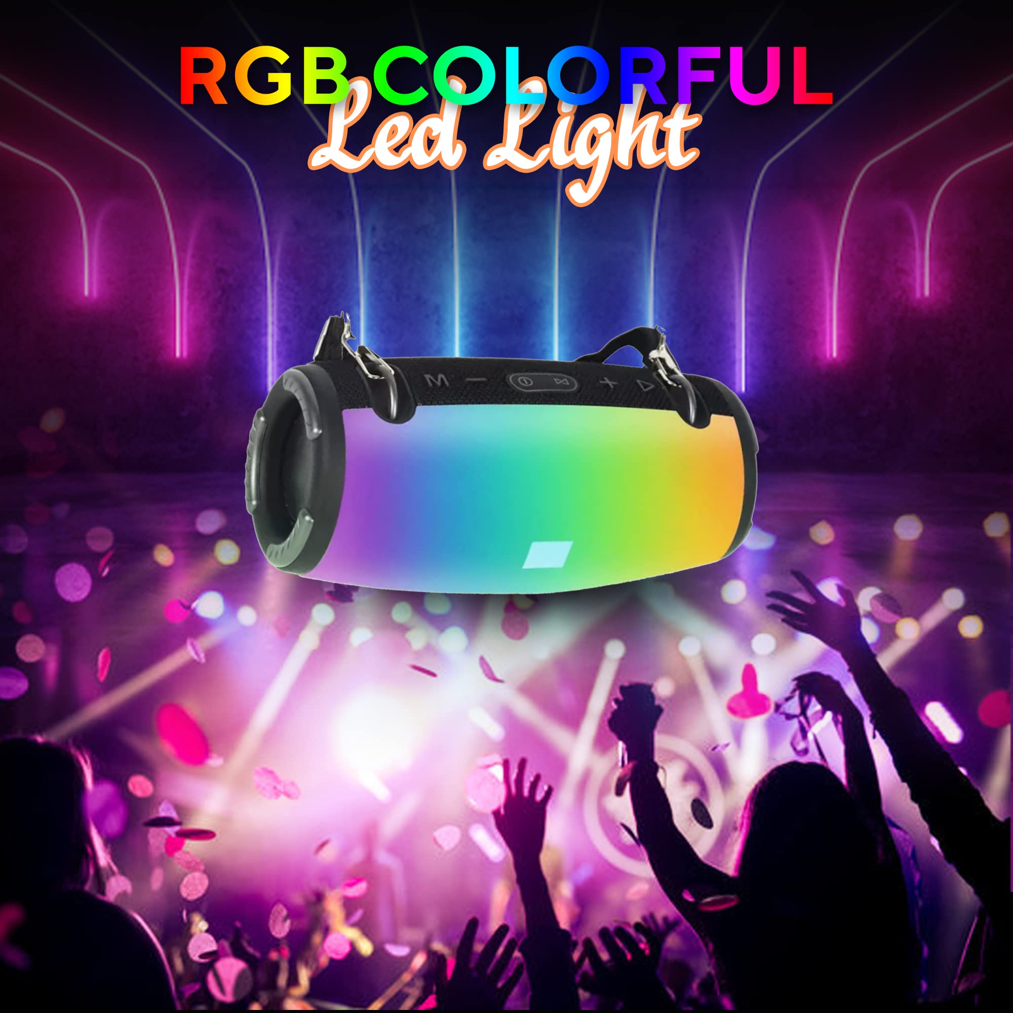 High Power Bass Portable Wireless Bluetooth Studio Dj Party Concert Speaker's - Colorful Liquid Motion Light Changing Rechargeable Waterproof Outdoor Loud Speaker (Water-Resistant Strobe Speaker)