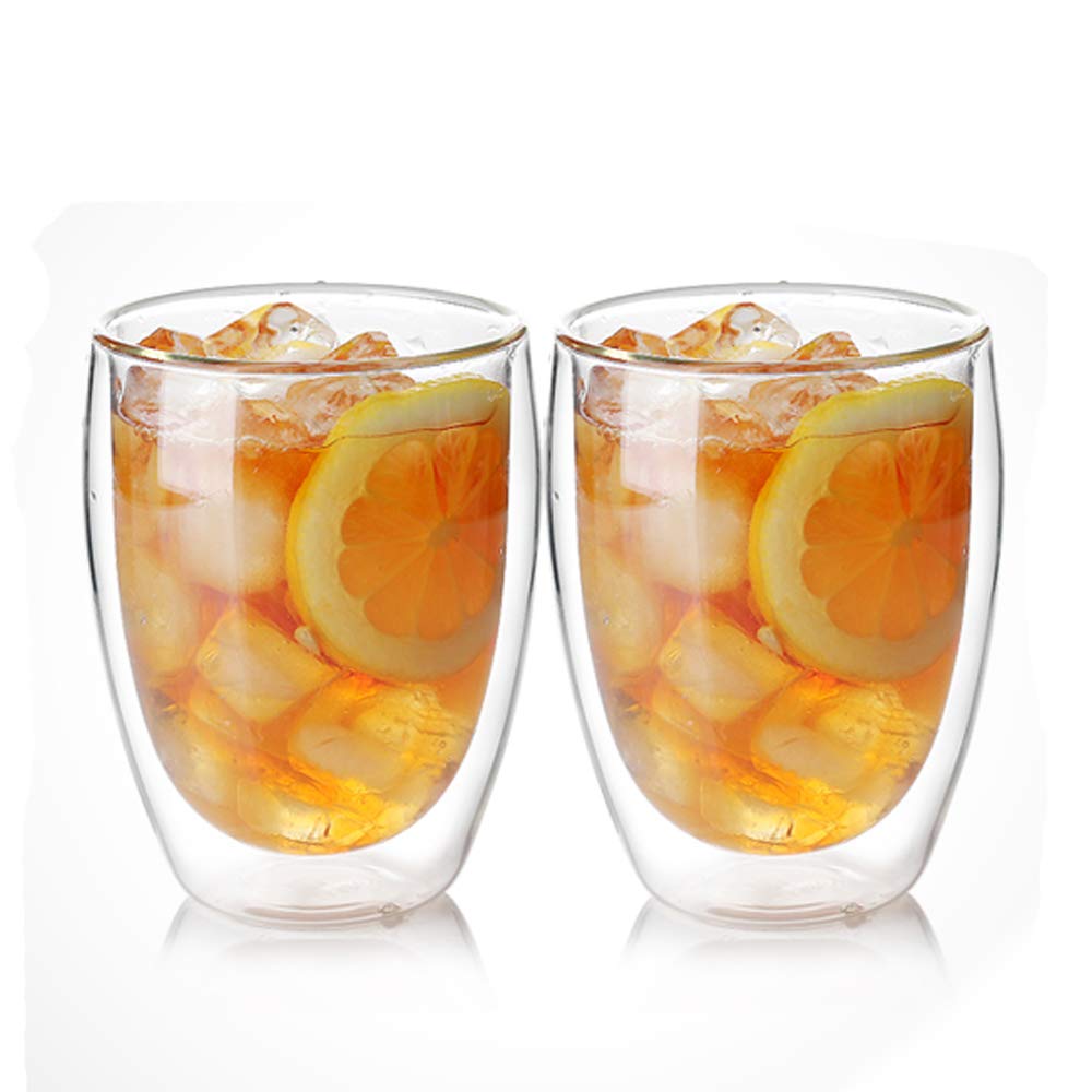 Latte Glasses,Class Double Wall Coffee Cups,Thermal Insulation Glass 13.5 OZ Set of 2 for Latte,Cappuccino,Tea,Beverages (Latte Cups)