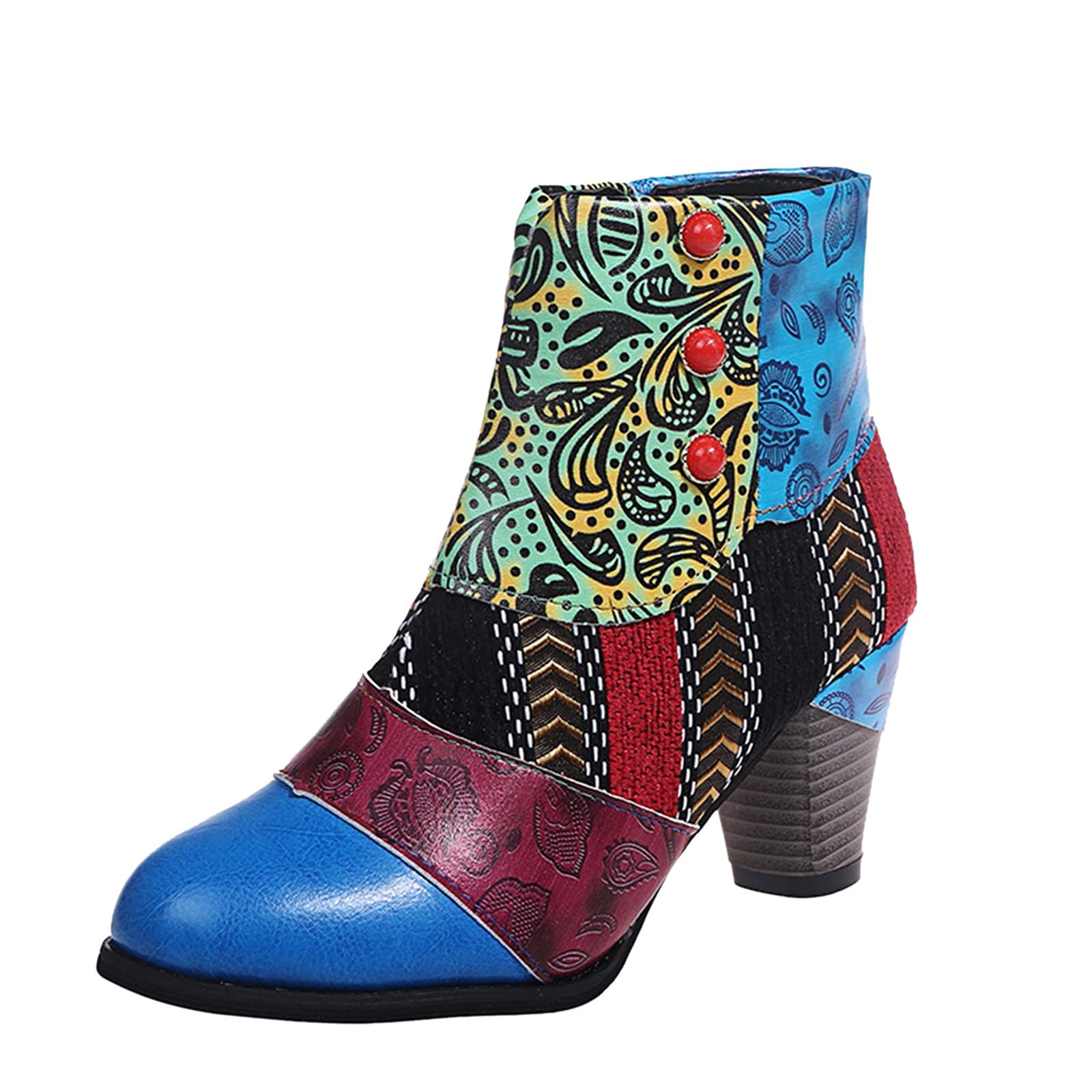 Hongxing Erke Rain Boots for Women Waterproof Ankle Rain Shoes for Ladies (Blue, 6.5)