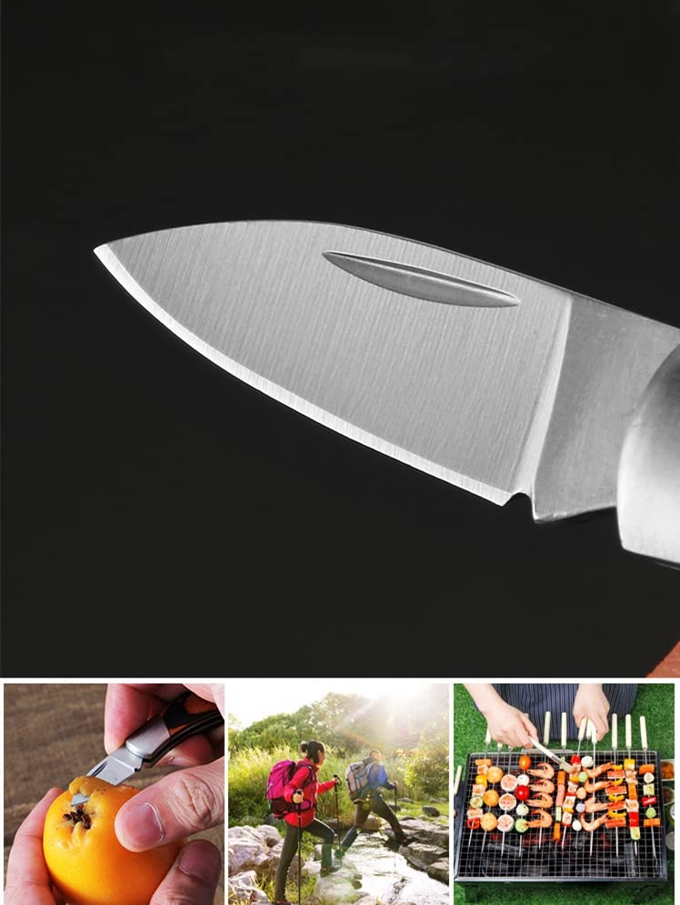 Luvbestaken 2PCS Small Pocket Knife, Mini Keychain Knife, EDC Stainless Steel Knife, Colorful Wood Handle Folding Knife, Blade length 1.5 inch, with Aluminum Gift Box 1