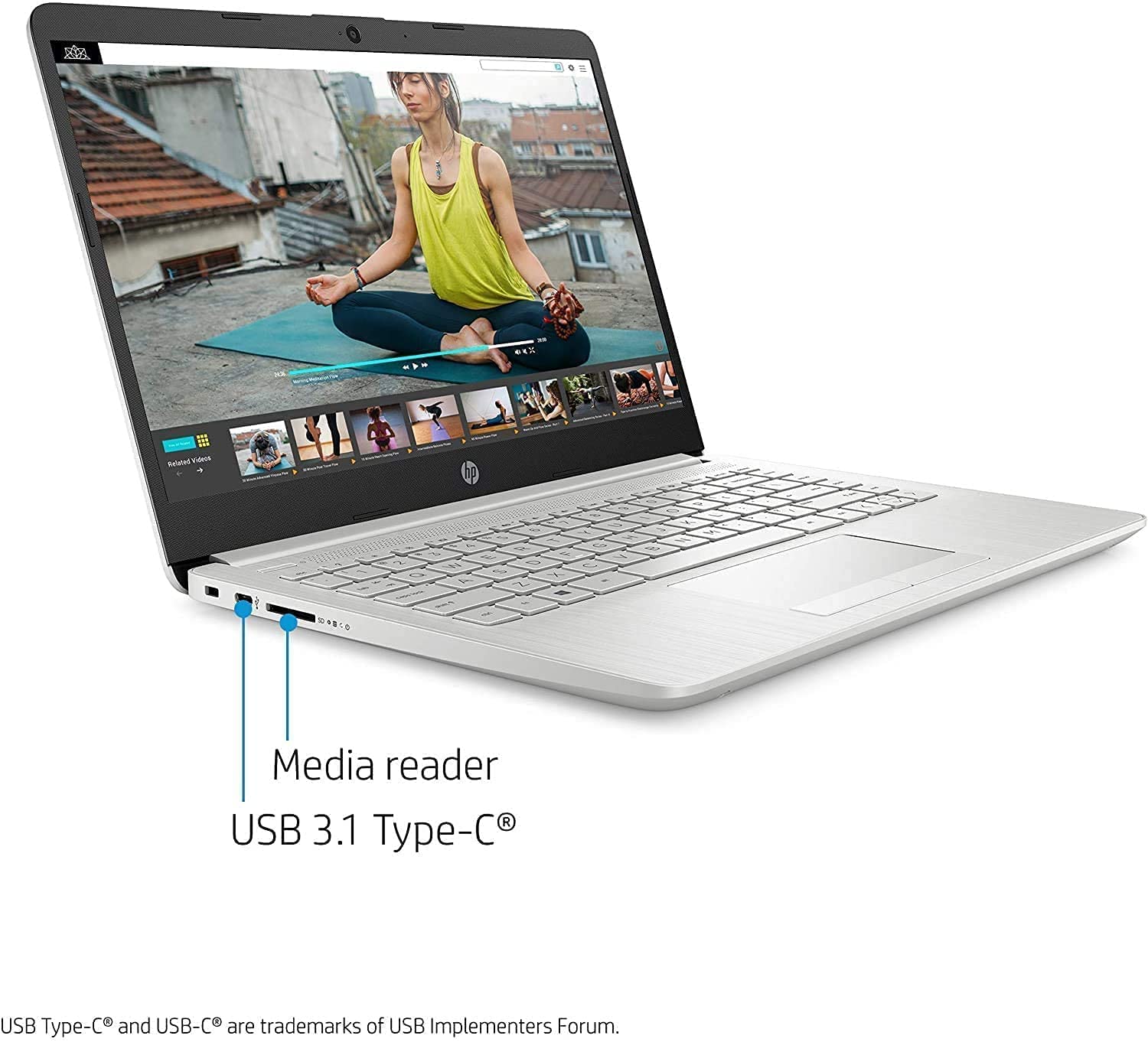 HP 14 Laptop HD Touchscreen, AMD Ryzen 3 3250U Processor(up to 3.5 GHz), 8GB DDR4 RAM, 256GB SSD, HDMI, Bluetooth, Wi‑Fi 5,Webcam,Win11,Natural Silver