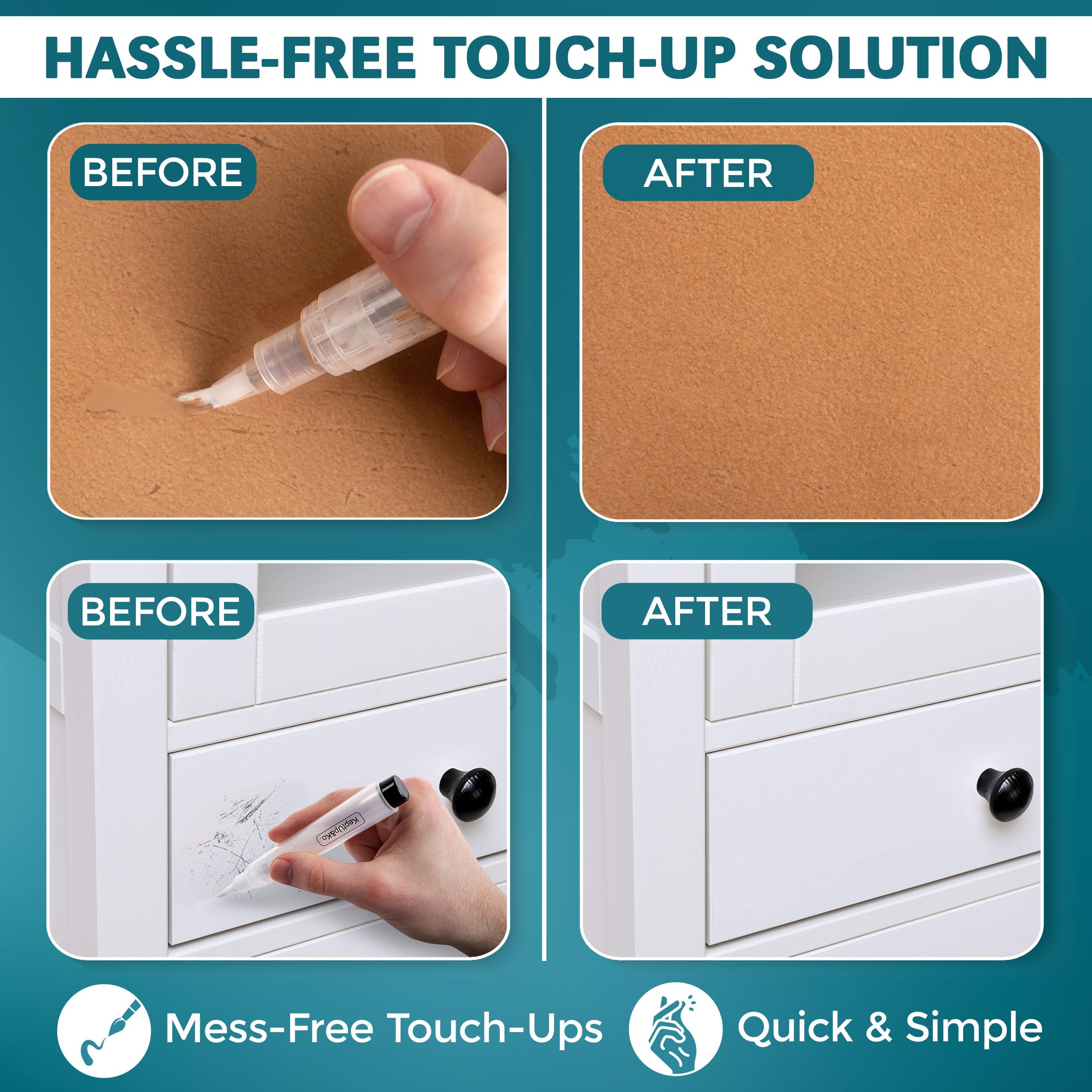 Paint Touch Up Pens Refillable - 5ml Touch Up Paint Pens for Walls | Pack of 3 Touch Up Paint Pen | Refillable Paint Pen for Touch Ups | Cabinet Touch Up Paint |Perfect Paint Touch Up Pen with Syringe