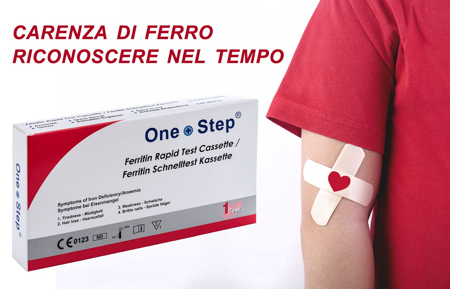 One+Step Iron Deficiency Self-Test - Complete Self-Test Set for Early Diagnosis of Iron Deficiency - Ferritin Sutotest - 1 piece