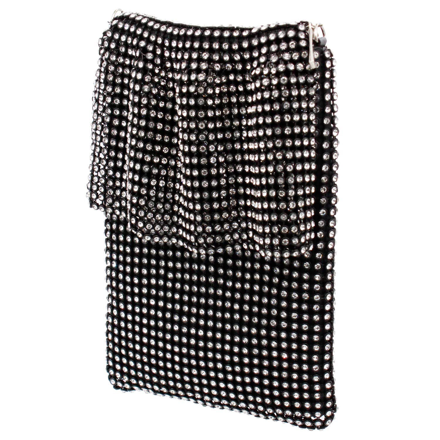 Lavencious Small Bling Crystal Crossbody Evening Bag, Metal Mesh Cell Phone Purse Wallet, Handbag - Black