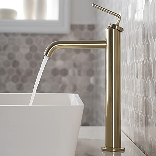 KRAUS Novis Single Handle Vessel Sink Bathroom Faucet with Pop-Up Drain in Matte Black, KVF-1220MB