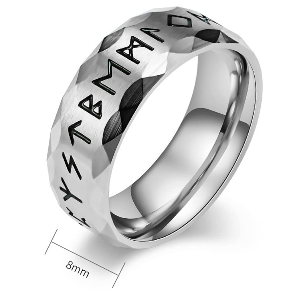 Jude Jewelers 8mm Stainless Steel Norse Pirate Biker Nordic Trinity Runic Pagan Vikings Celtic Wedding Band Ring (Silver, 7)
