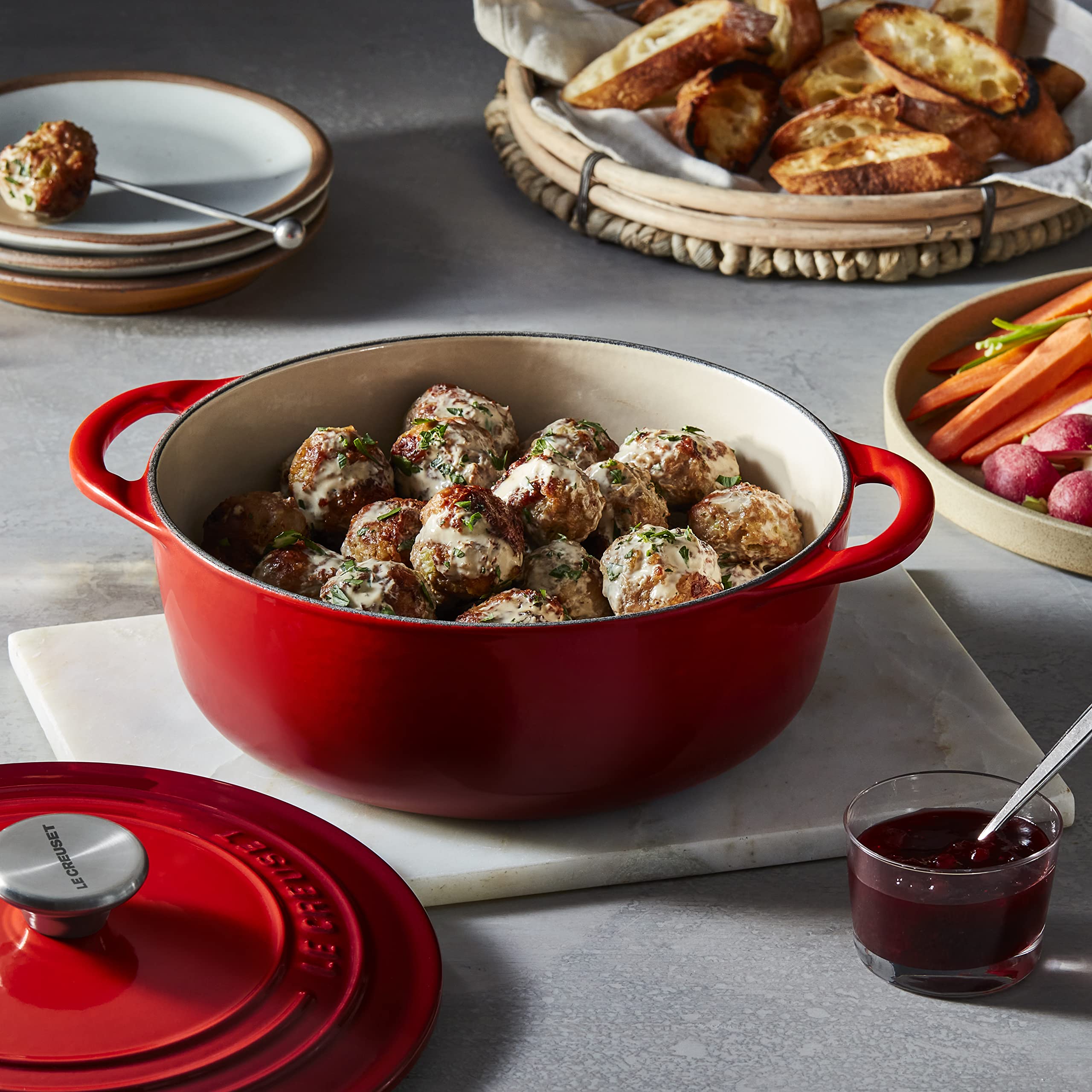 Le Creuset Enameled Cast Iron Shallow Round Oven, 2.75 Qt., Cerise