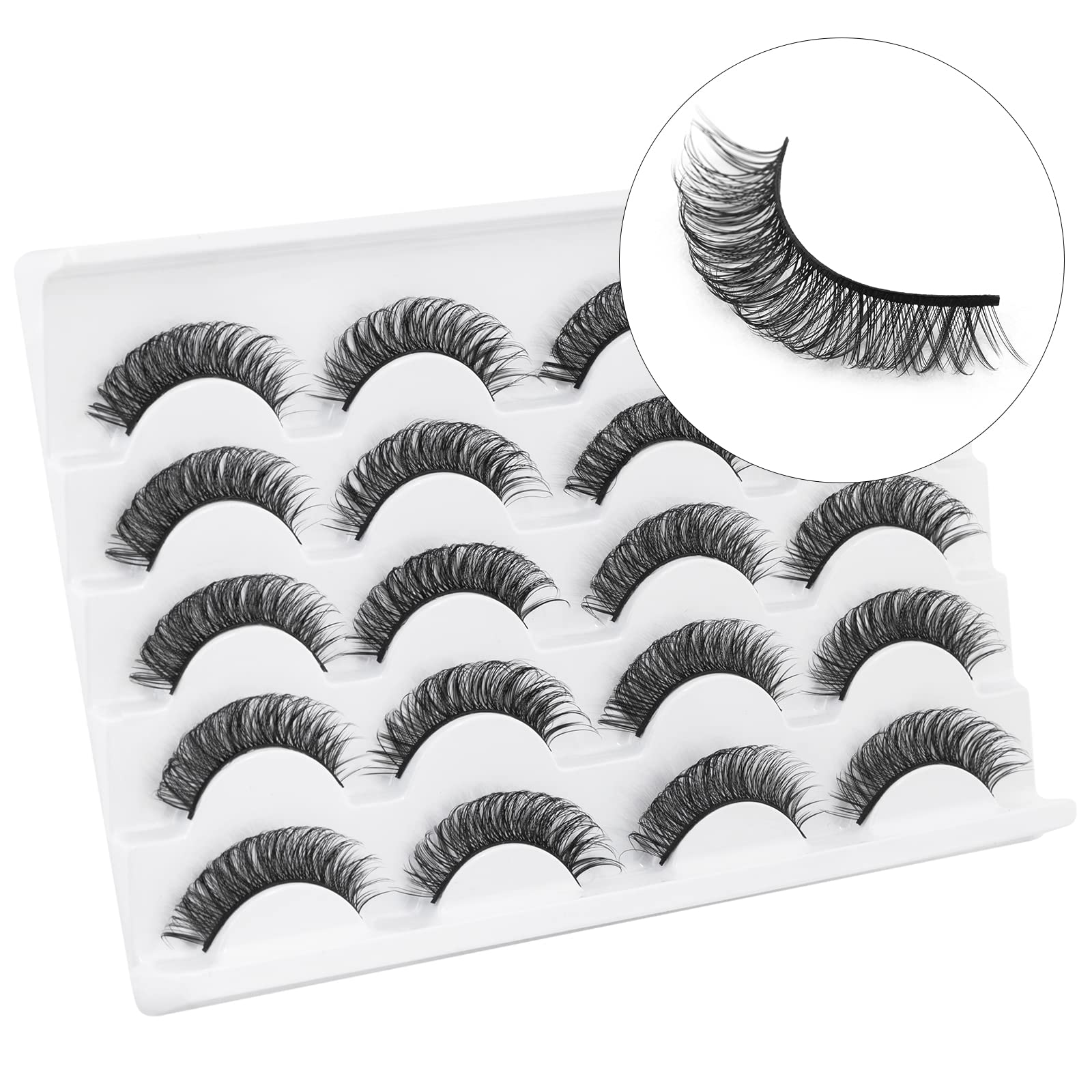 KOUSEI Eyelashes Russian Strip Lashes Natural Wispy Fluffy Eyelash Extension Effect Fake Eyelashes 10 Pairs Pack (Russian-B)