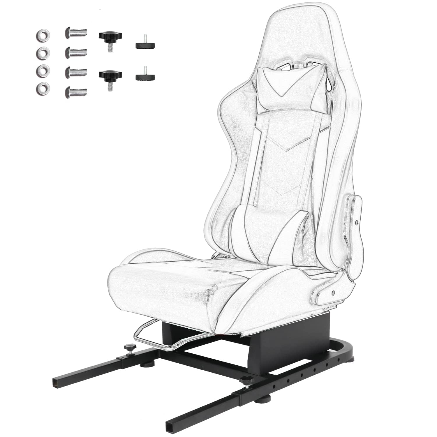 Hottoby Rear Seat Stand Racing Wheel Frame Parts/Accessories Mounting Seat Installable Most Chair Stand Simulator Cockpit Wheel and Pedals Not Included