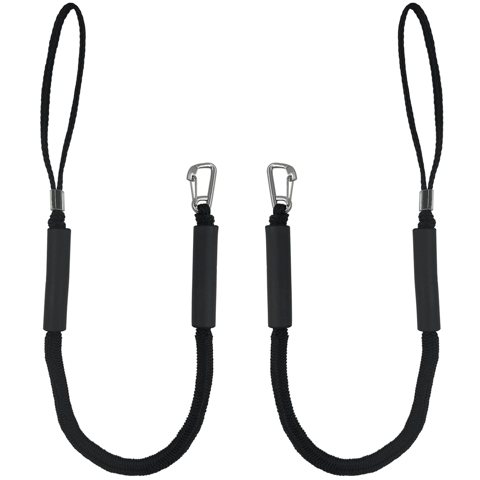 ISURE MARINE Bungee Dock Lines with Stainless Steel Hook 4 Feet Bungee Docking Rope Mooring Rope (2pcs)