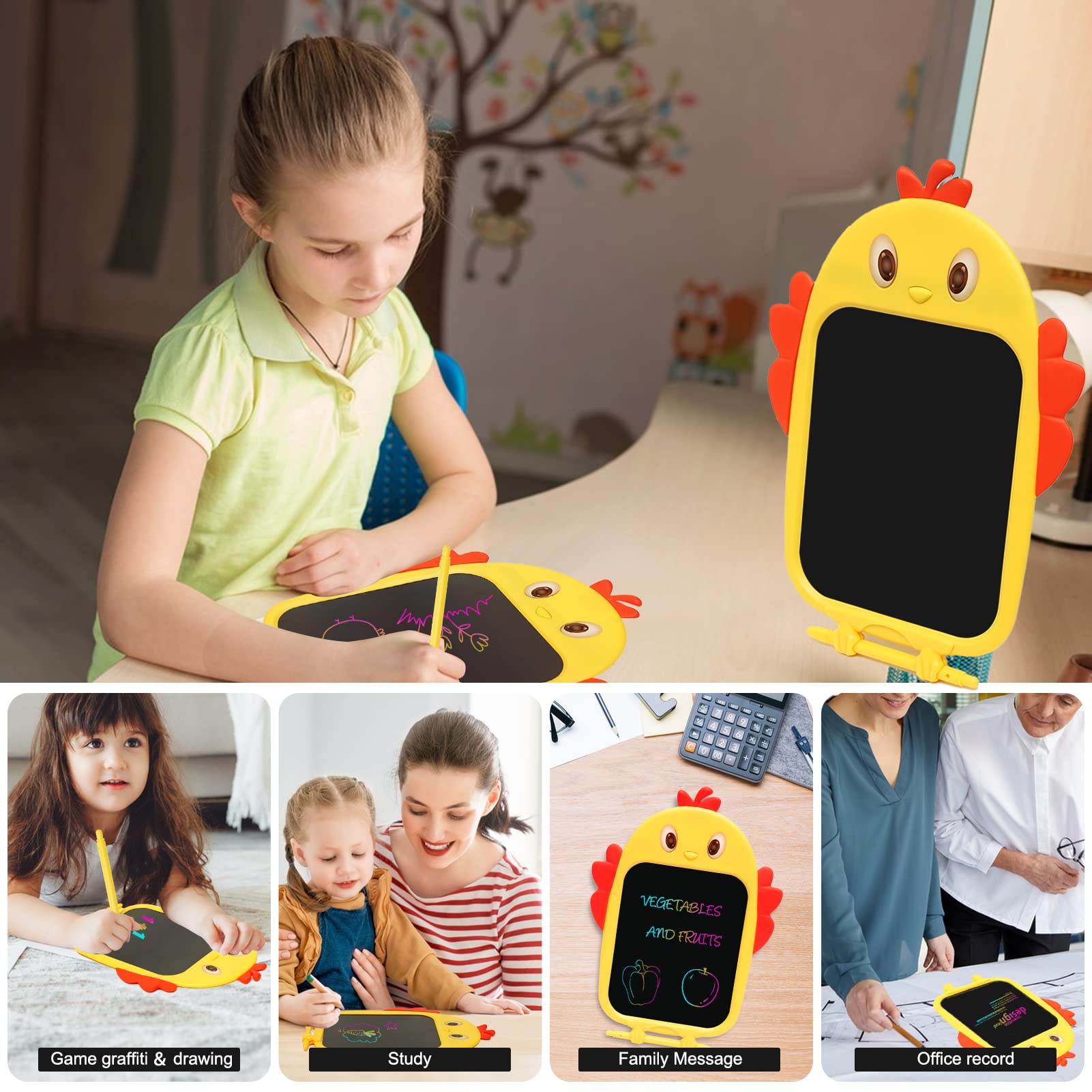 LCD Writing Tablet Toddler Toys, 8.5 Inch Doodle Board, Electronic Drawing Tablet Drawing Pads, Yellow Chick Drawing Board Easter Gift for Kids Boys Girls, Easter Basket Stuffers