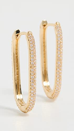 Jules Smith Women's Crystal Oval Hoops, Gold, One Size