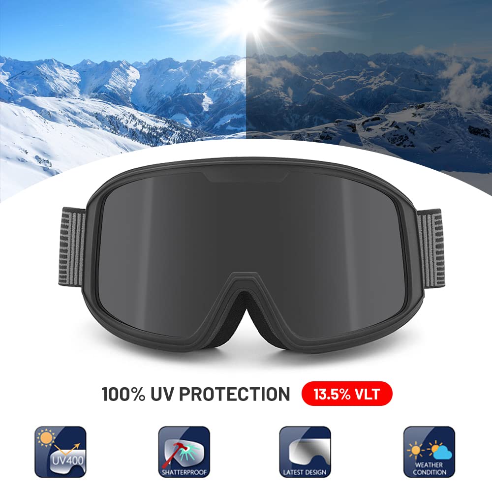 IMEISH Ski Goggles for Men Women Anti Fog UV Protection Snow Goggles (Silver)