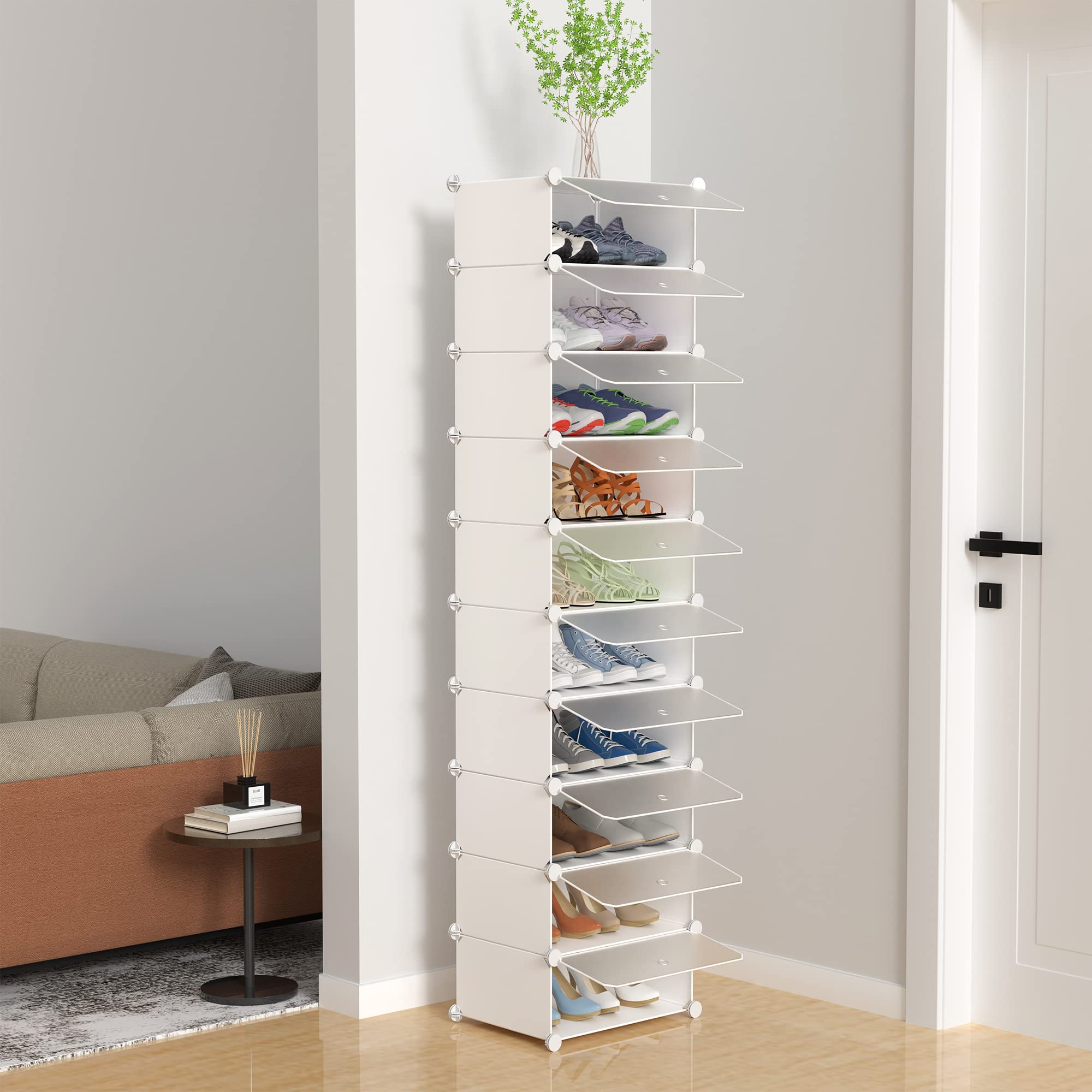 HOMIDEC Shoe Storage, 10-Tier Shoe Rack Organizer for Closet 20 Pair Narrow Shoes Shelf Cabinet for Entryway, Bedroom and Hallway