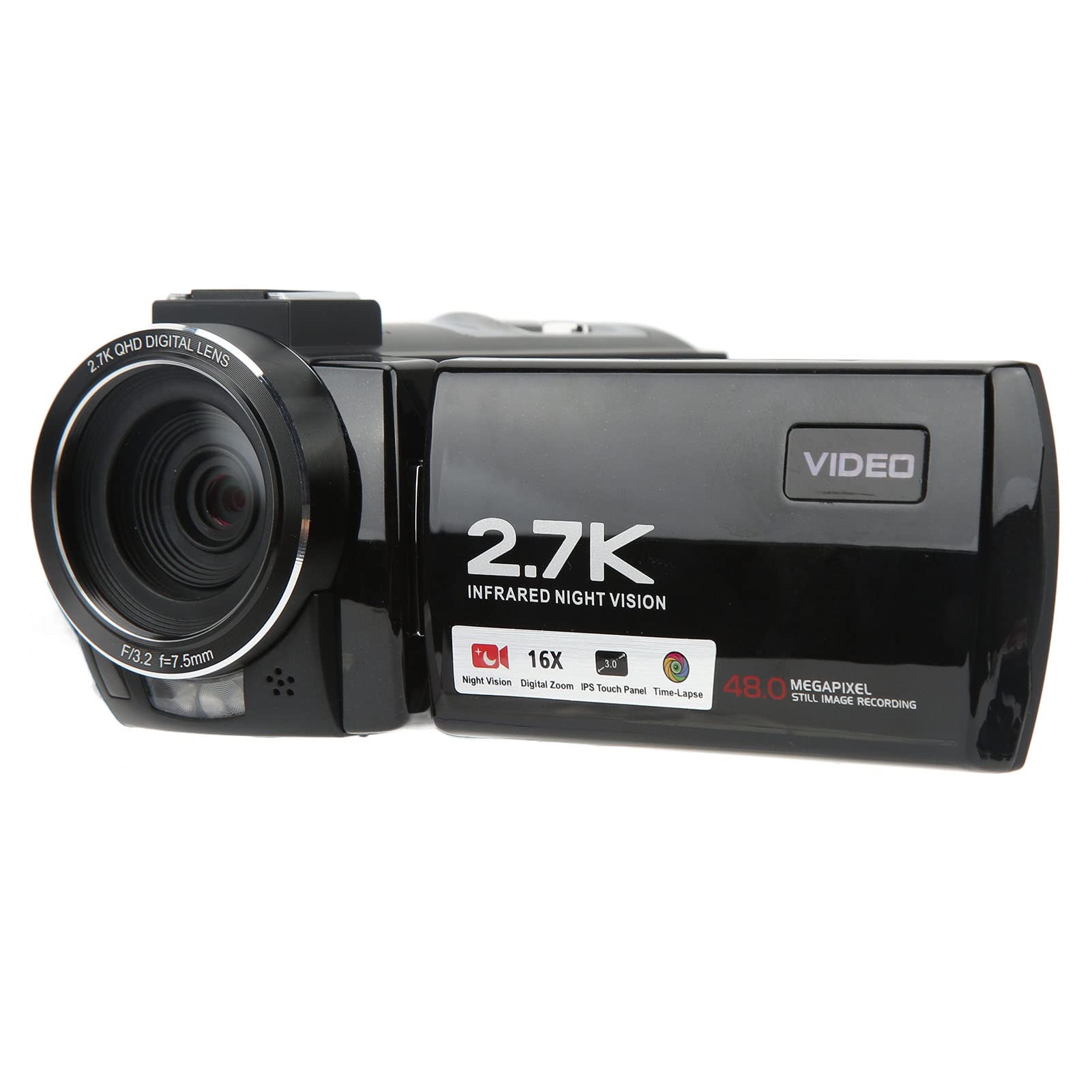 HD Digital Camera, 3 Inch IPS Screen Full HD Resolution 2.7K 100-240V DV Camera for Video Recording (US Plug)