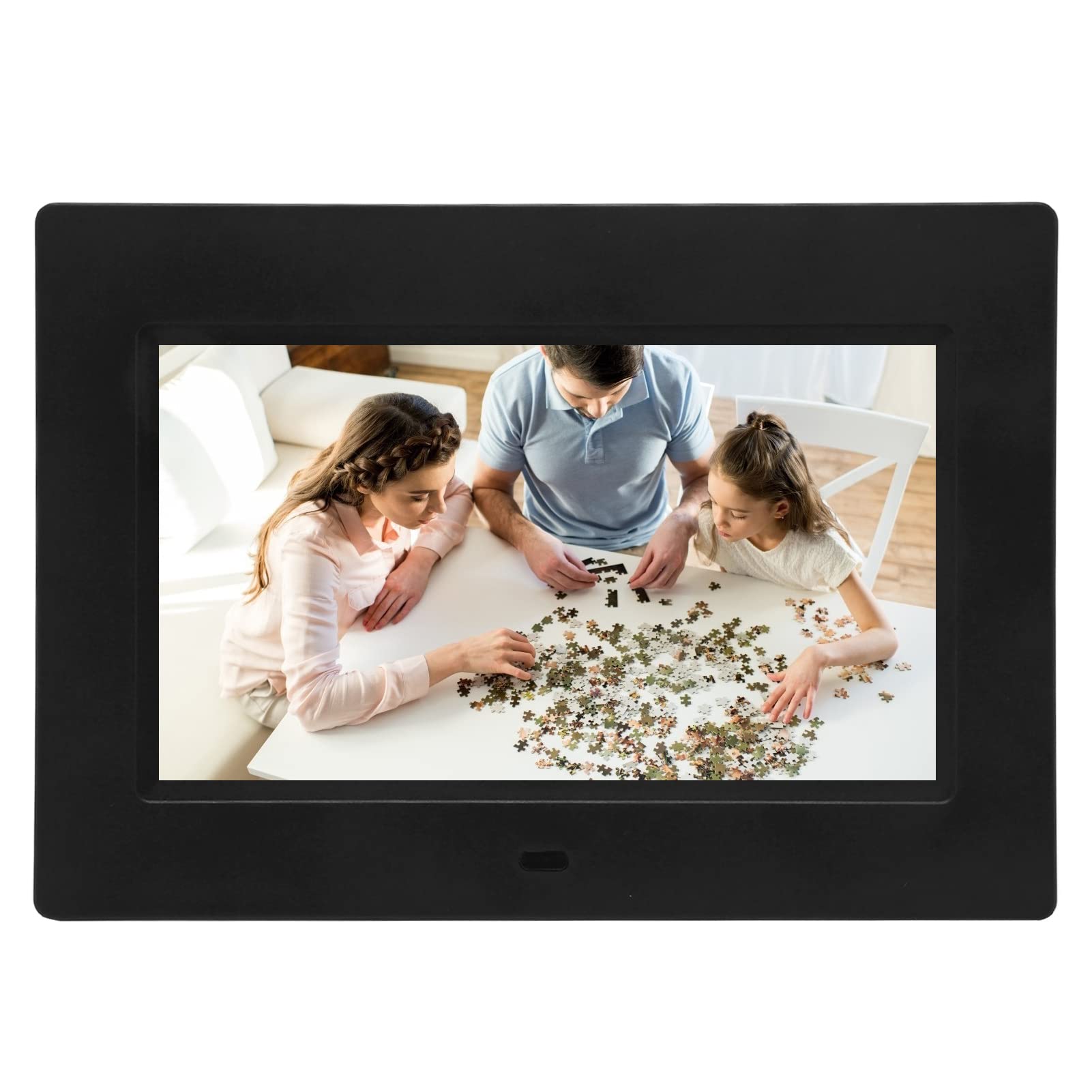 HD Digital Photo Frame, Slideshow 7 Inch IPS Screen Support USB 100β240V Electronic Album with Remote Control for Wedding Party (US Plug)